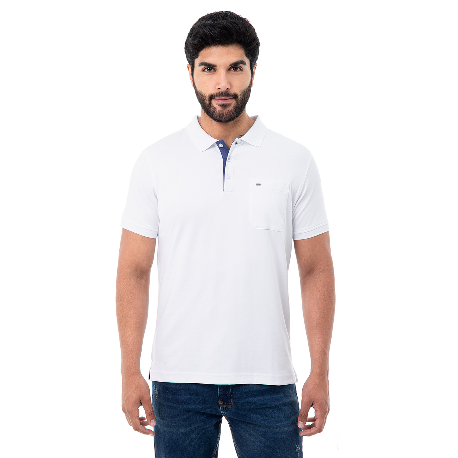 Polo Box Gamuza Pima M/C Regular Fit Braxis Blanco | Pionier