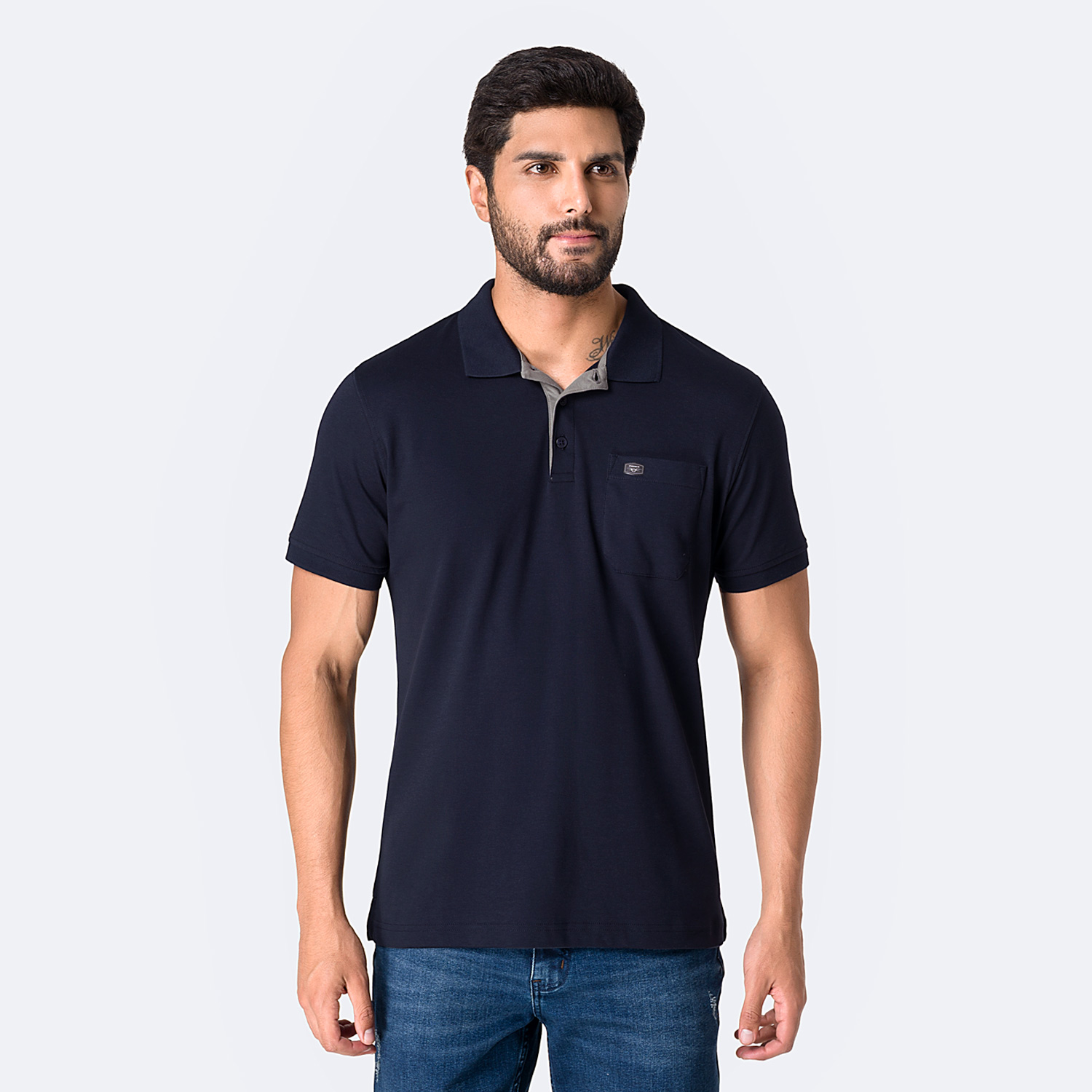 Polo Box Gamuza Pima M/C Regular Fit Braxis Navy | Pionier