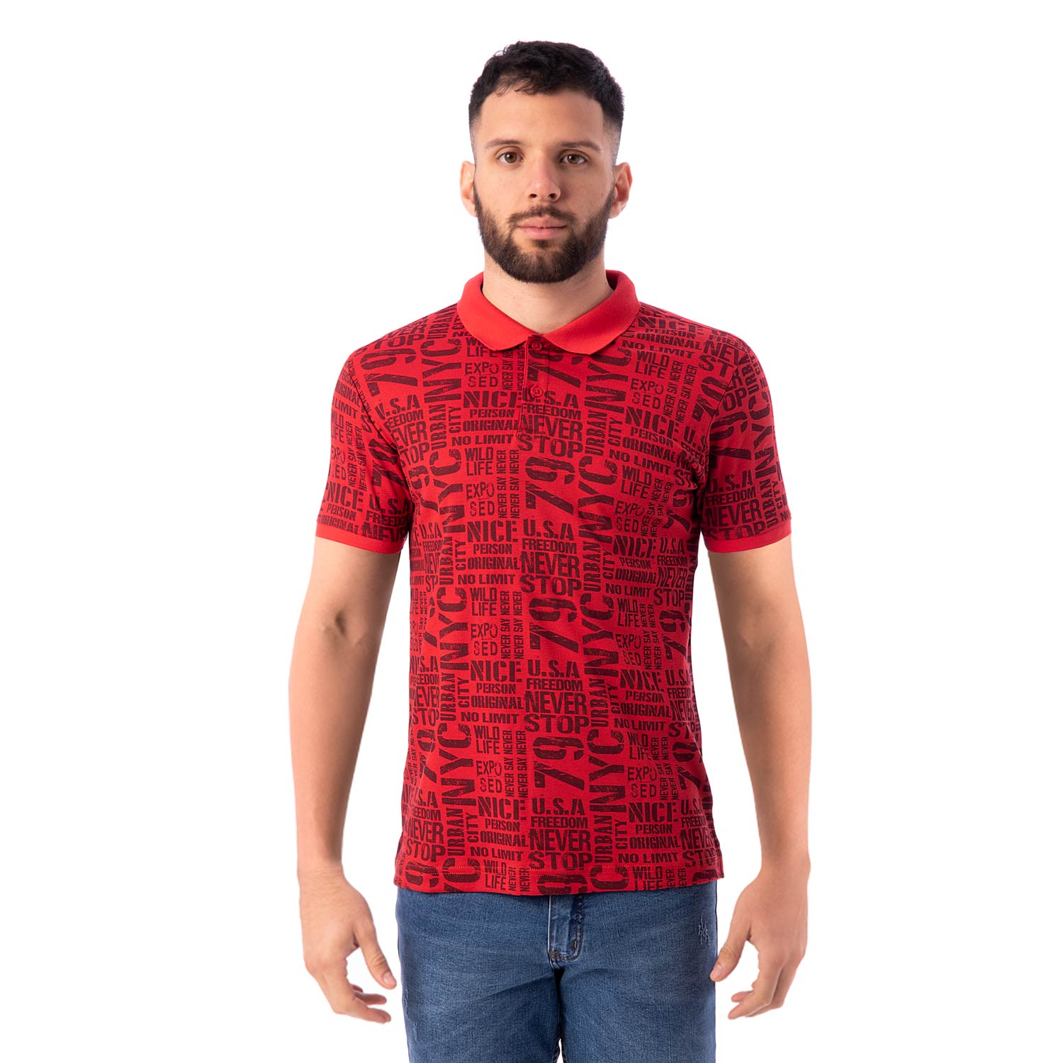 Polo Box Gamuza M/C Slim Fit Kaelk_s Rojo | Pionier