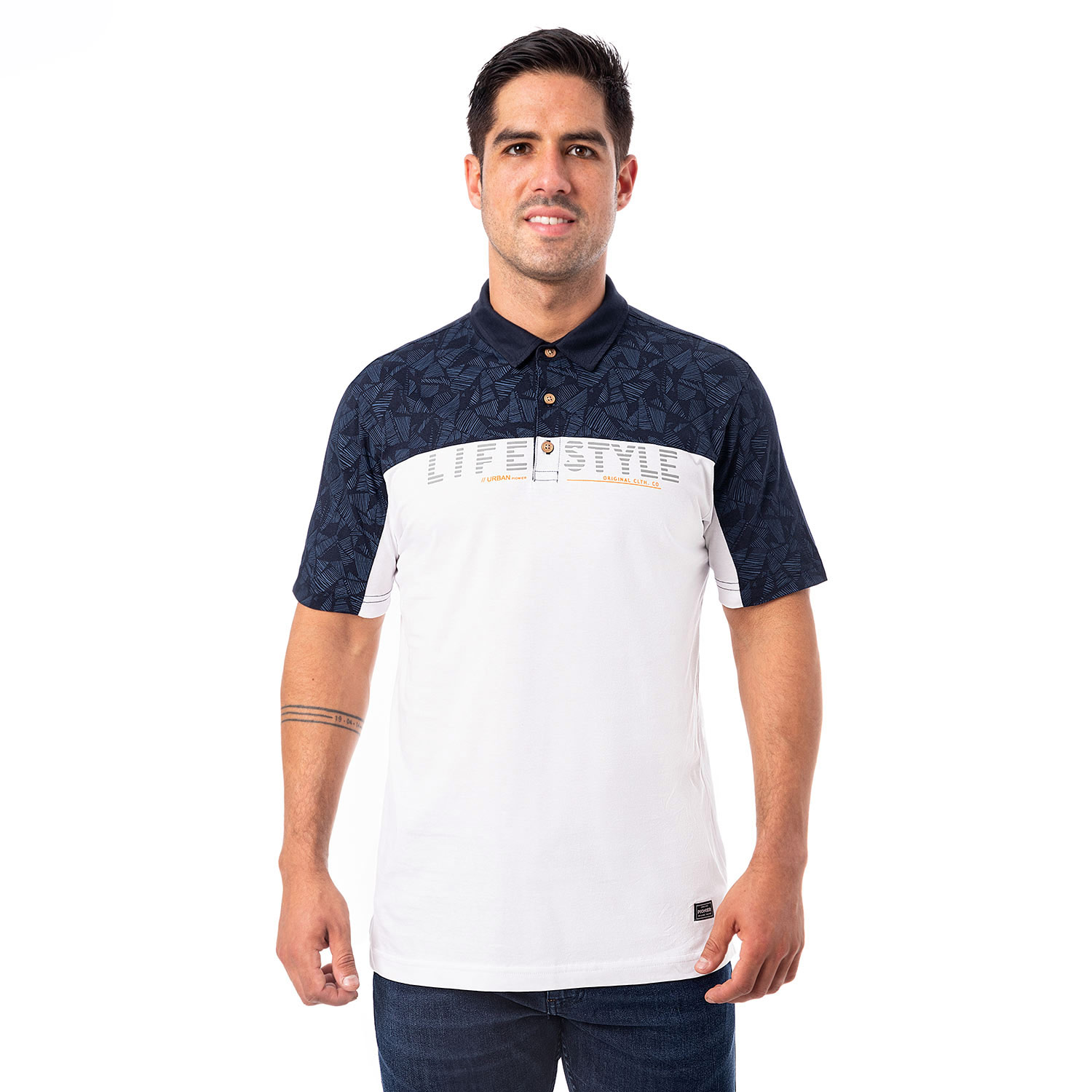 Polo Box Jersey M/C Regular Fit Apoloh Azul Blanco | Pionier