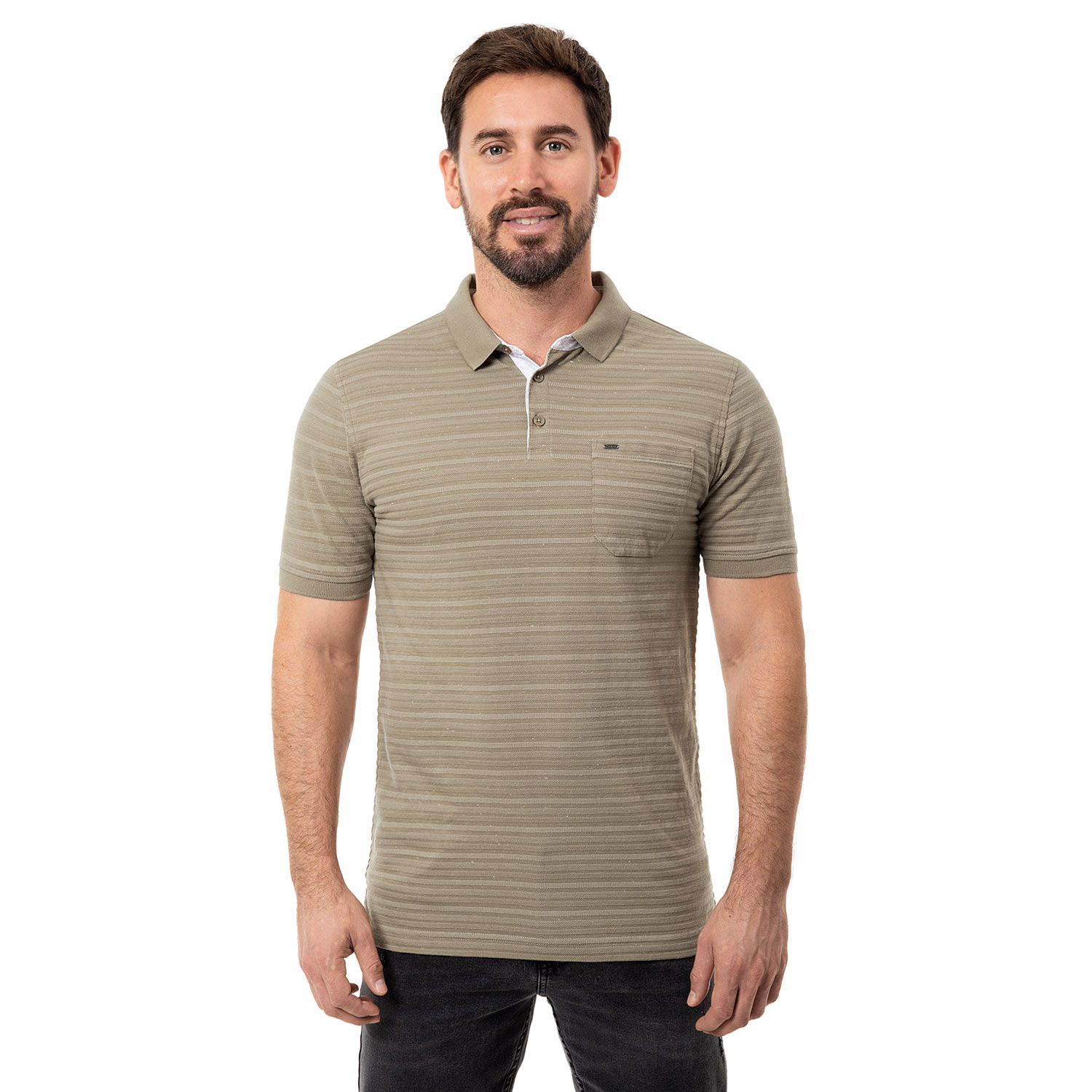 Polo Box Jersey Jacquard M/C Regular Fit Luqa Castor | Pionier