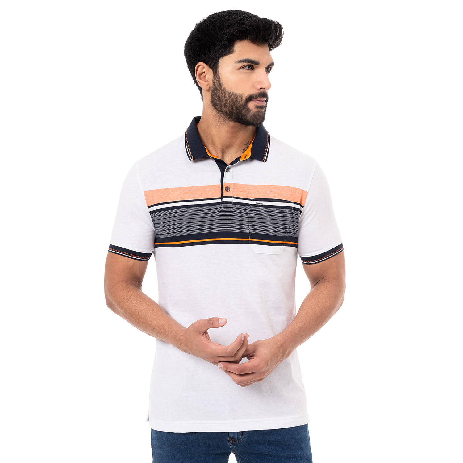 Polo Box Jersey Listado M/C Regular Fit Lhors Blanco | Pionier