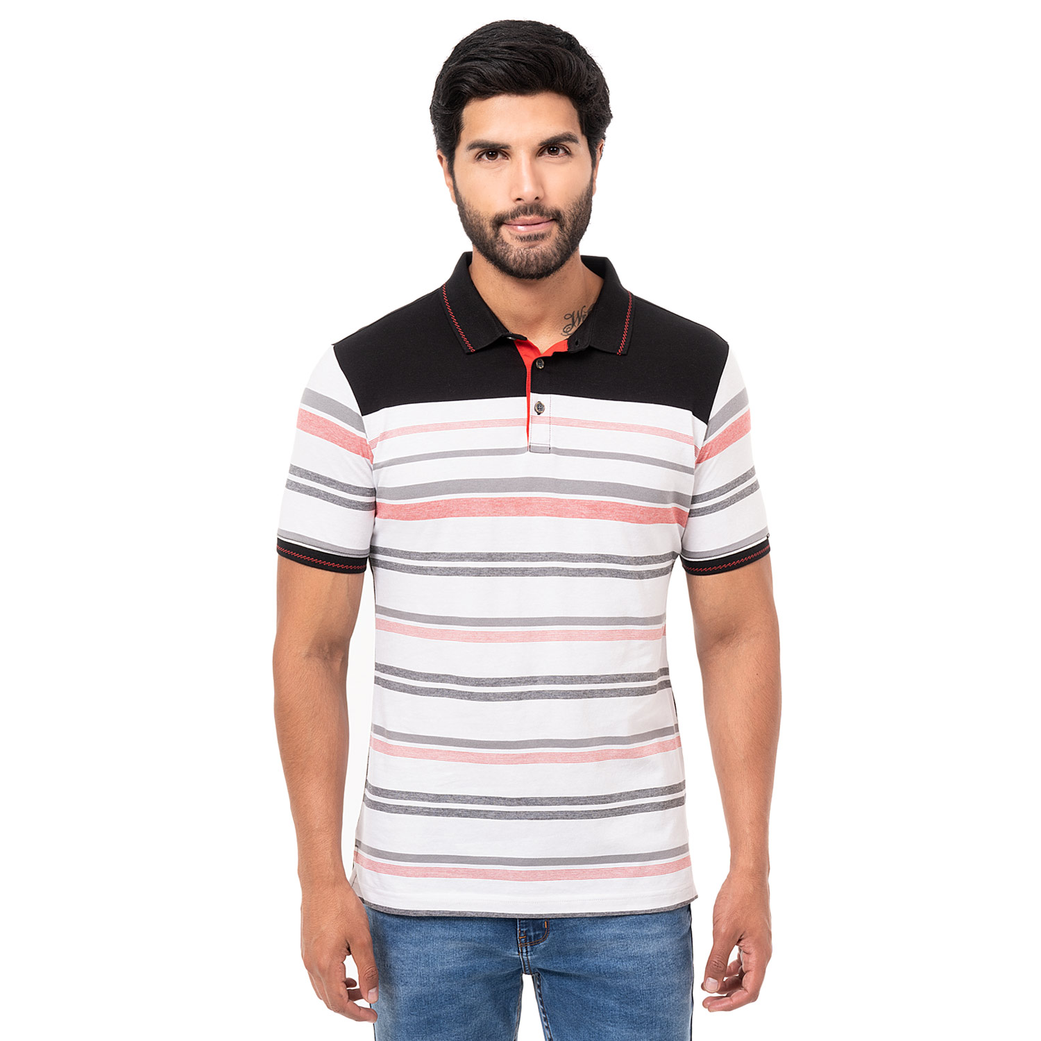 Polo Box Jersey M/C Regular Fit Pohl Negro Blanco | Pionier