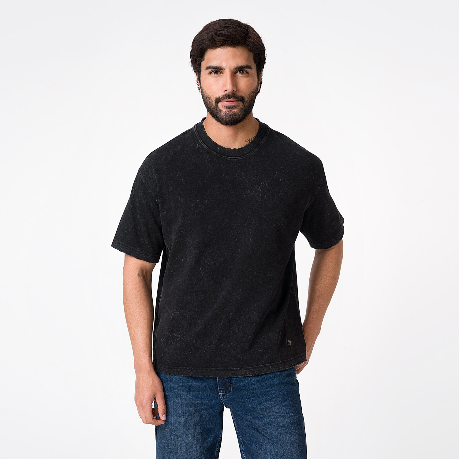 Polo Boxy Fit Jersey Heavy M/C Jayr Negro | Pionier