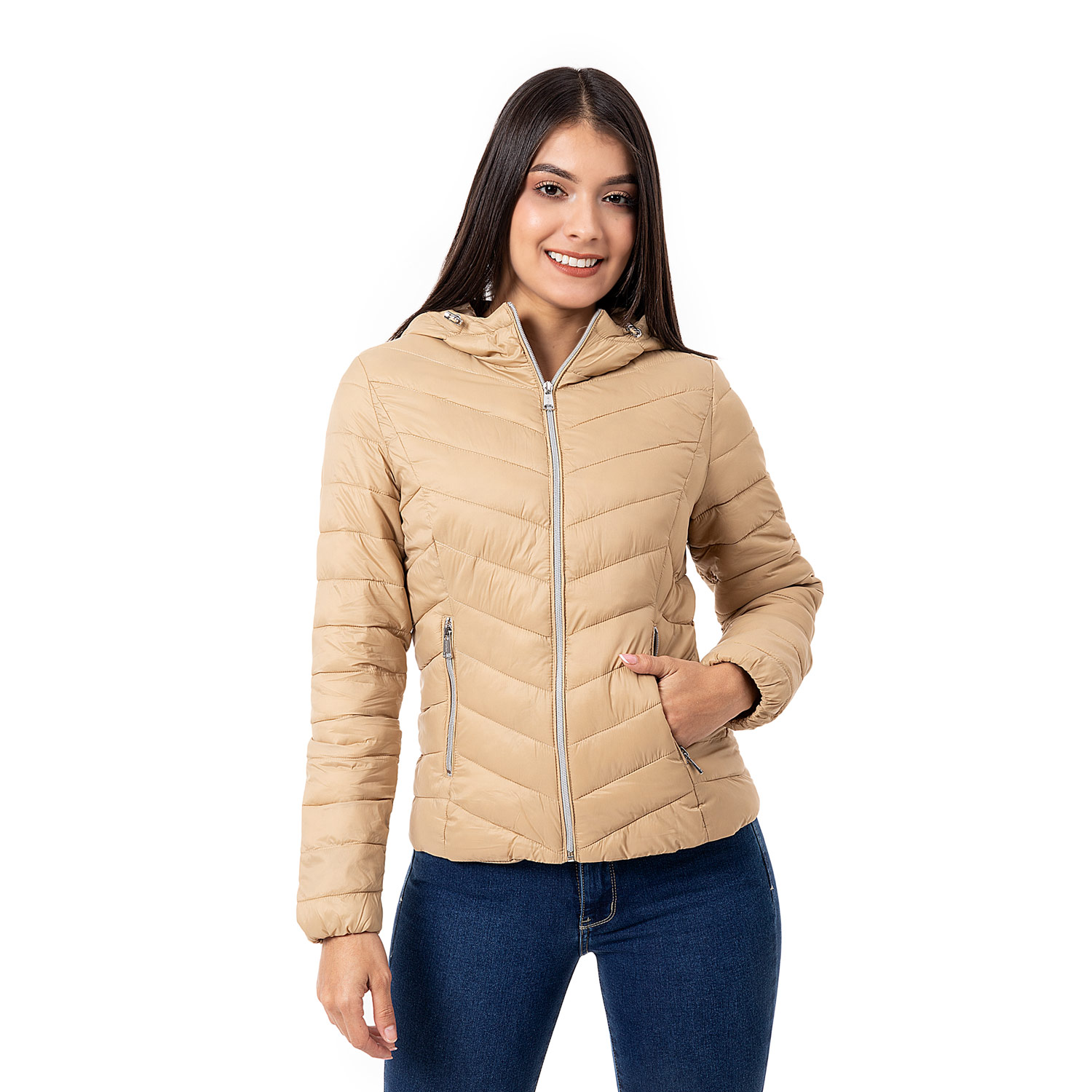 Casaca Acolchada C/Cap C/F Casandrah Beige | Pionier