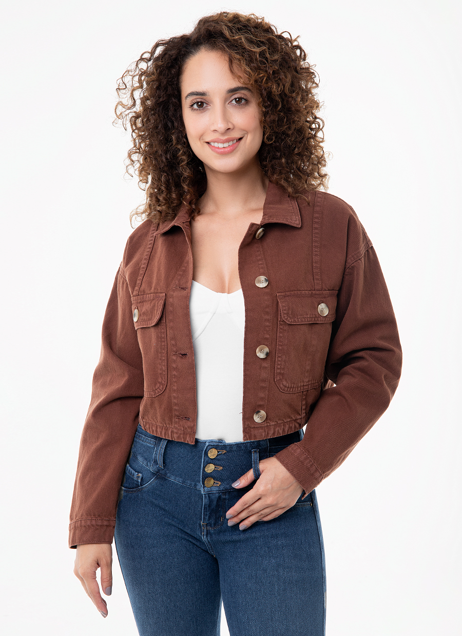 Casaca Crop Twill Color Deurenis Brown | Pionier