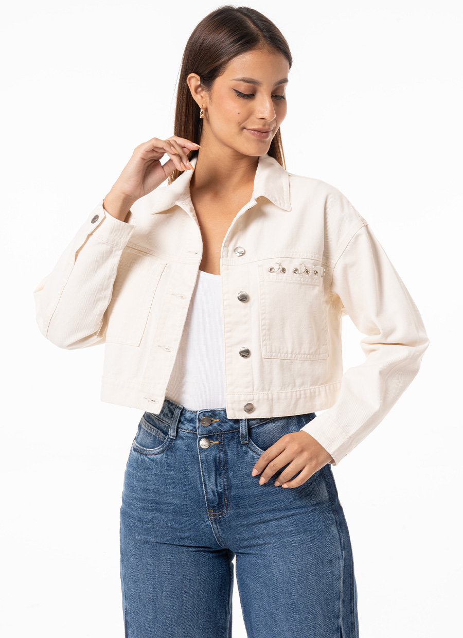 Casaca Crop Twill Color Prizzi Ecru | Pionier