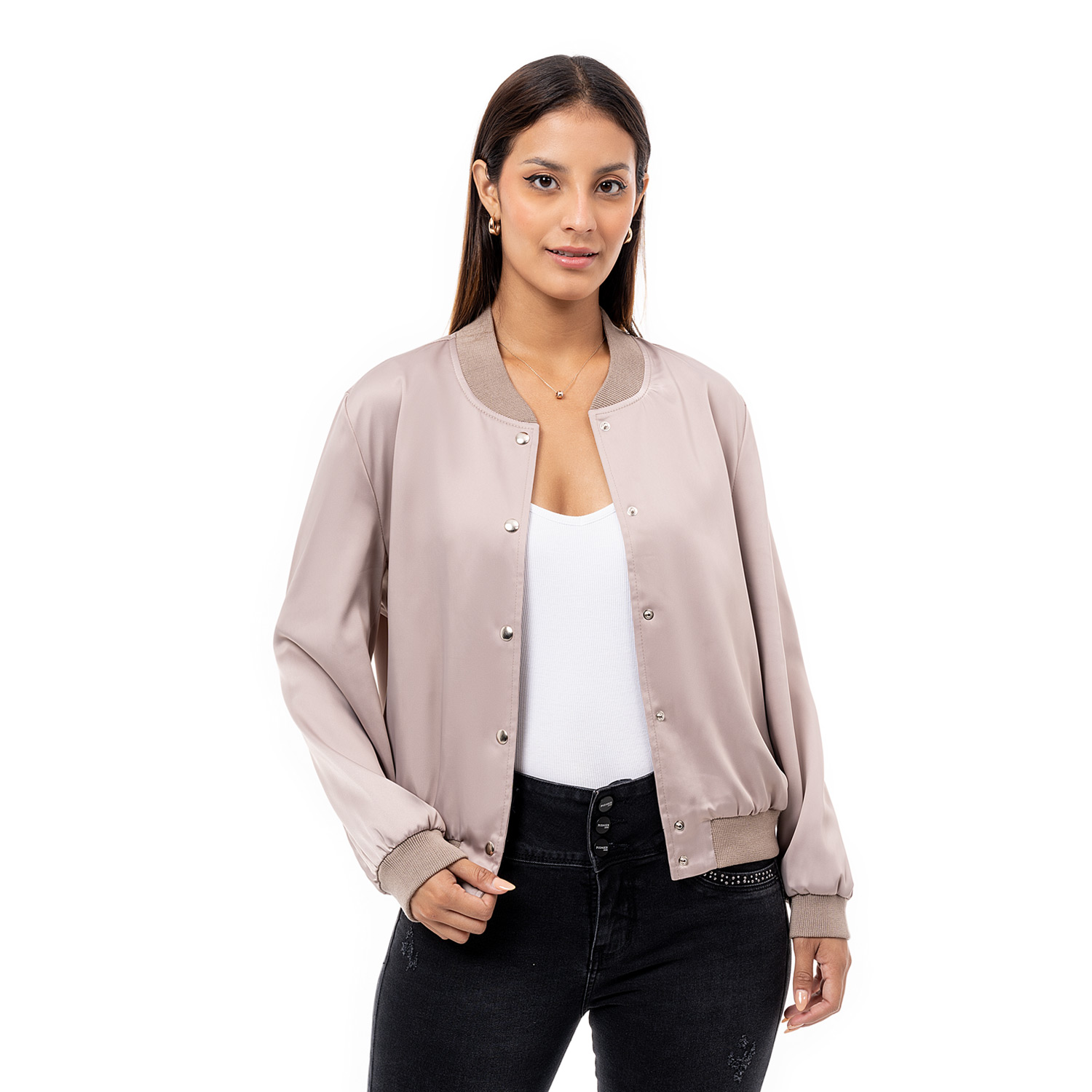 Casaca Bomber Satinado C/F Leylyn Beige | Pionier