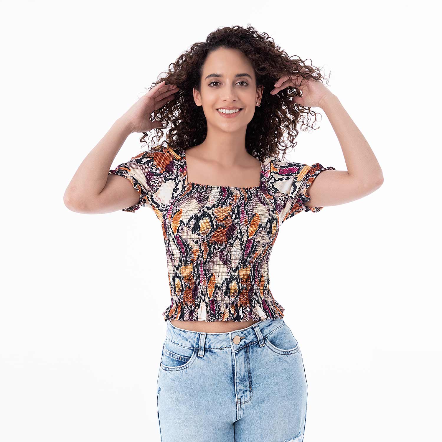 Blusa Wool Peach M/C Clory Naranja/Hueso | Pionier