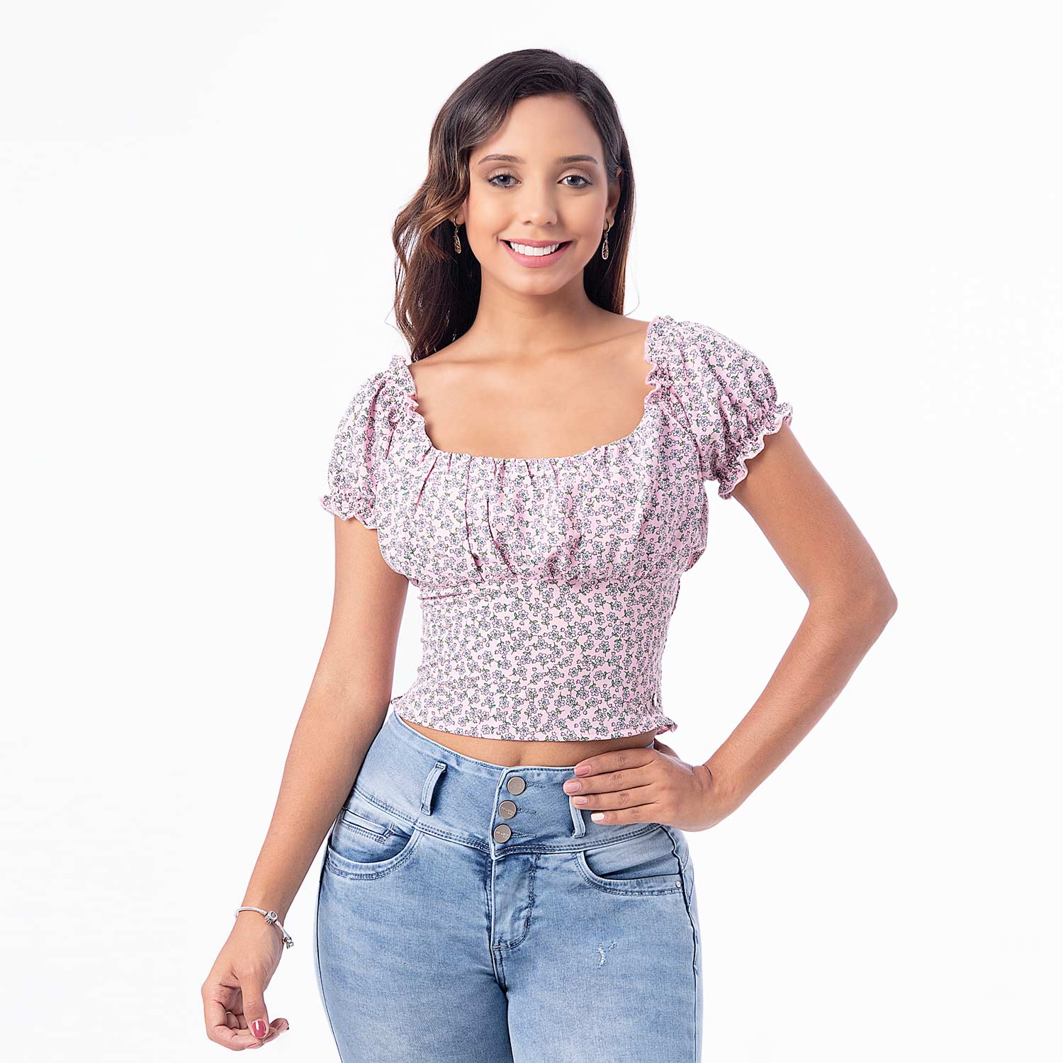 Blusa Print Flower M/C Cecy Rosado | Pionier