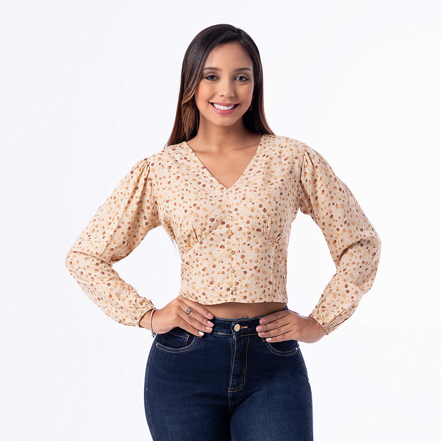 Blusa Chalis Print. M/L Jeyu Beige | Pionier