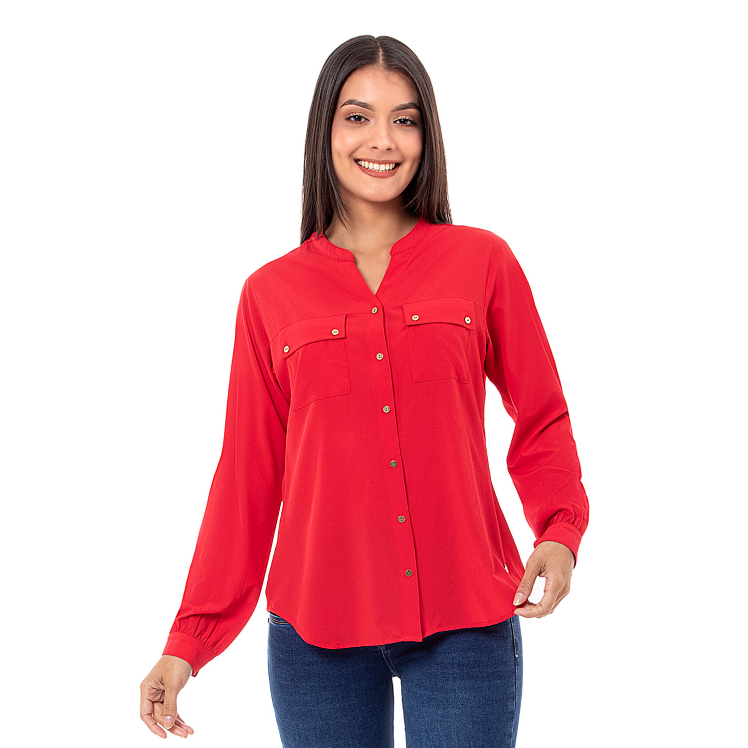 Blusa Seda Francesa M/L Hayum Rojo | Pionier