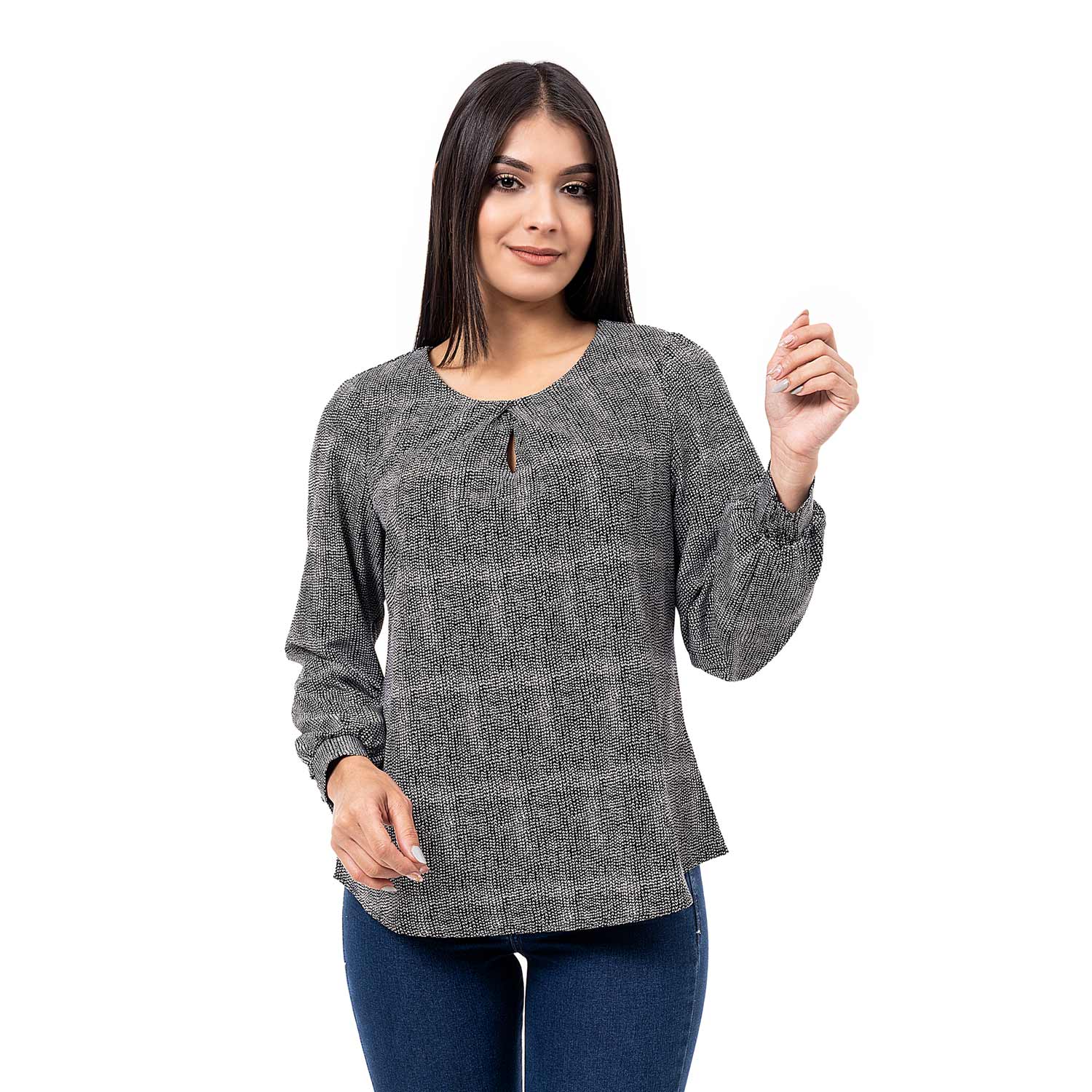 Blusa Seda Francesa M/L Luand Black Print | Pionier