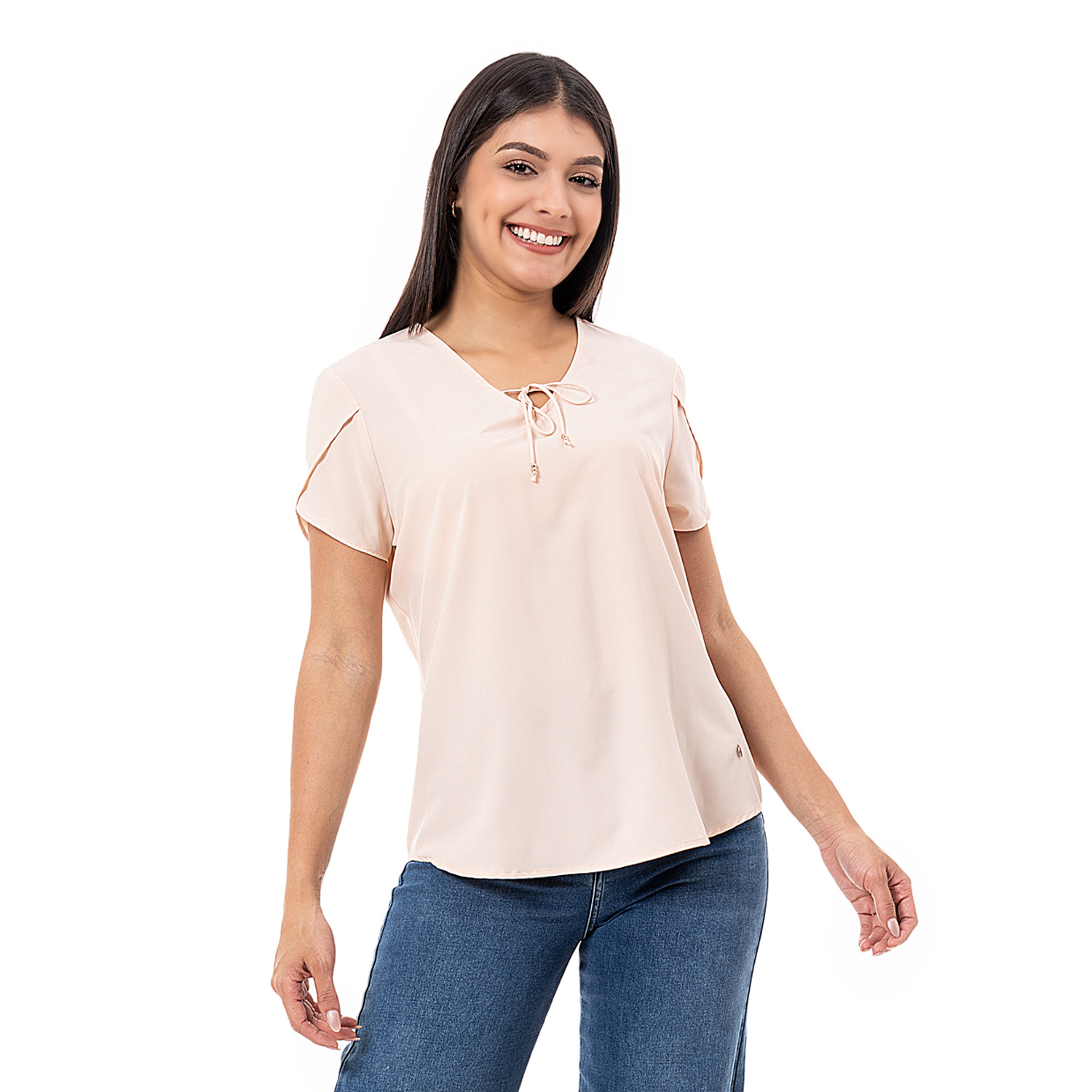 Blusa Seda Francesa M/C Celira Beige | Pionier