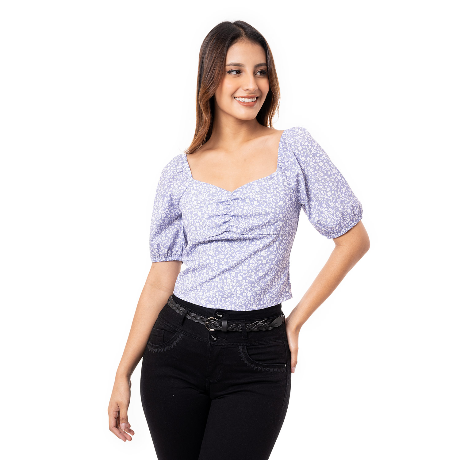 Blusa Seda Francesa M/C Zabdil Lilac Print | Pionier