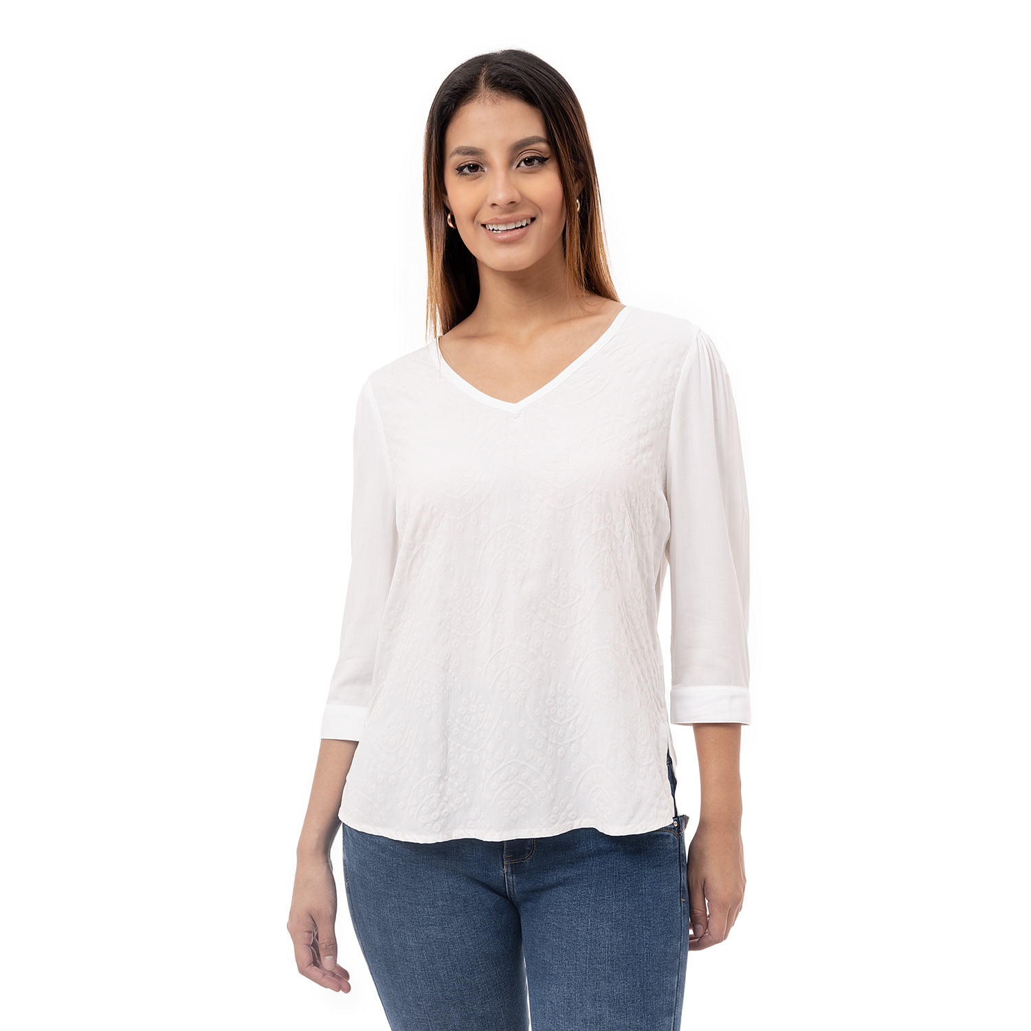Blusa Chalis Mg 3/4 Brokarys Milk | Pionier