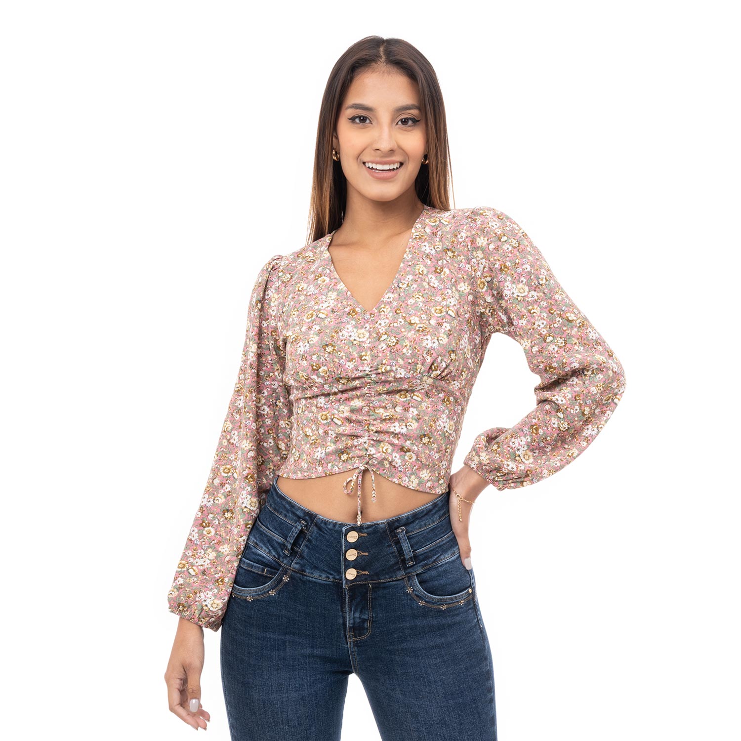 Blusa Full Print M/L Karitt Rose/Beige | Pionier