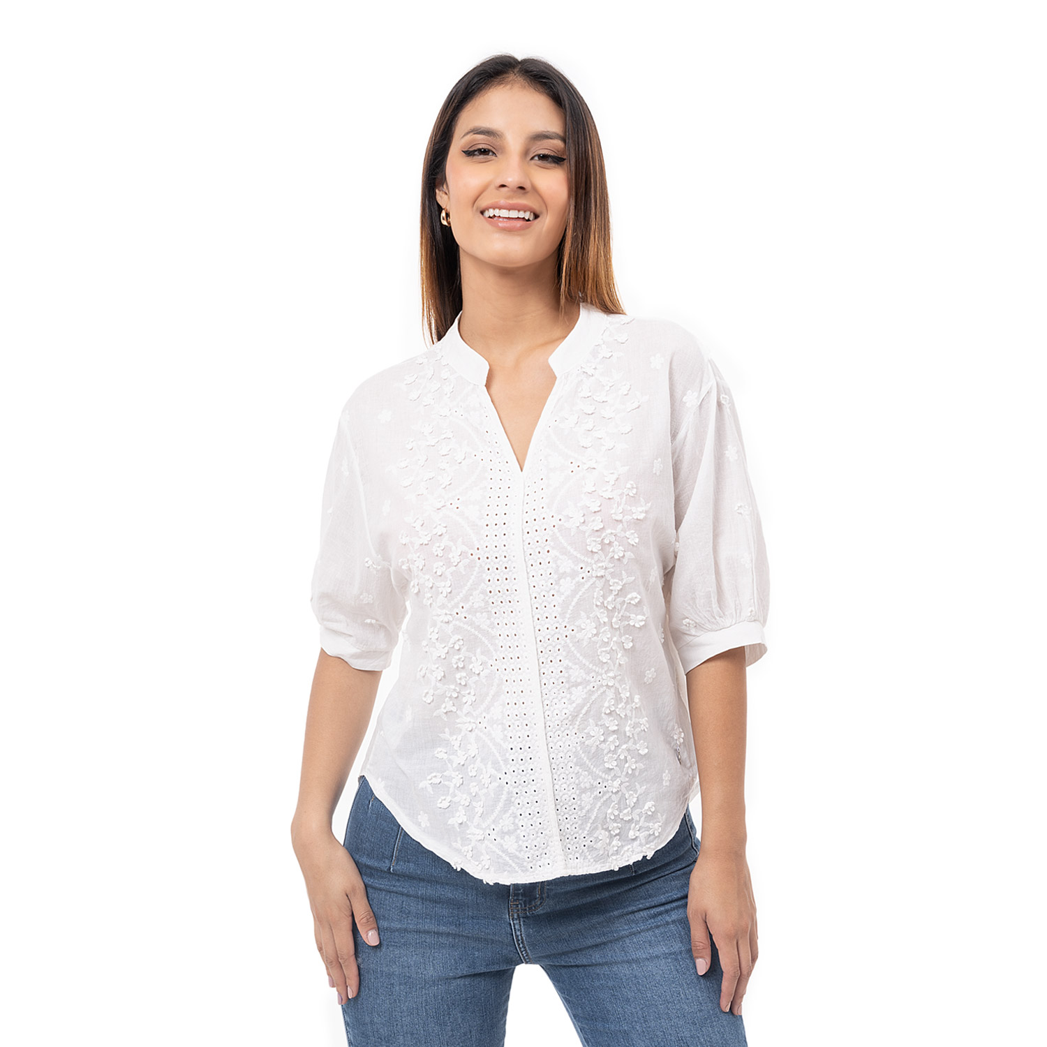 Blusa Brodery M/C Jayi Ivory | Pionier