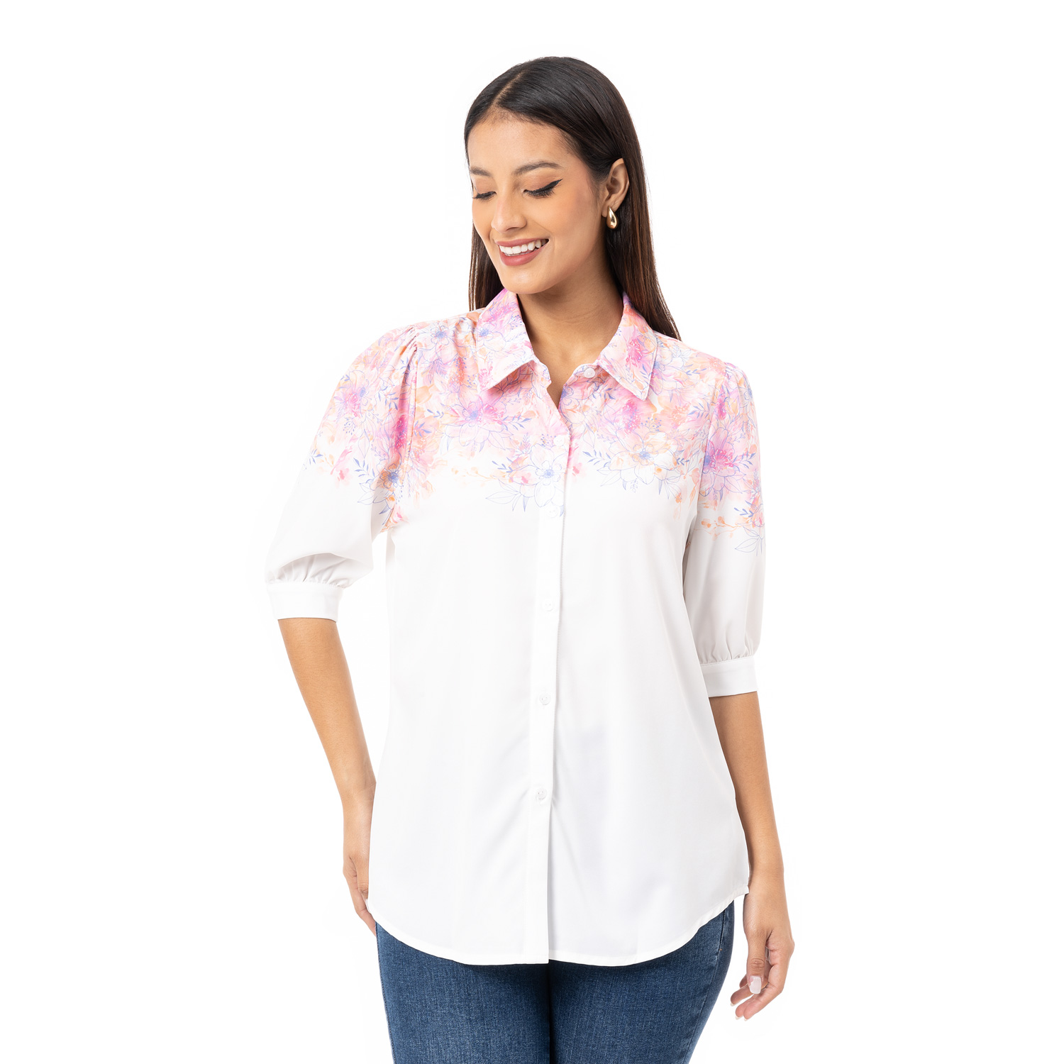 Blusa Seda Francesa M3/4 Dariam-S Milk Rosado | Pionier