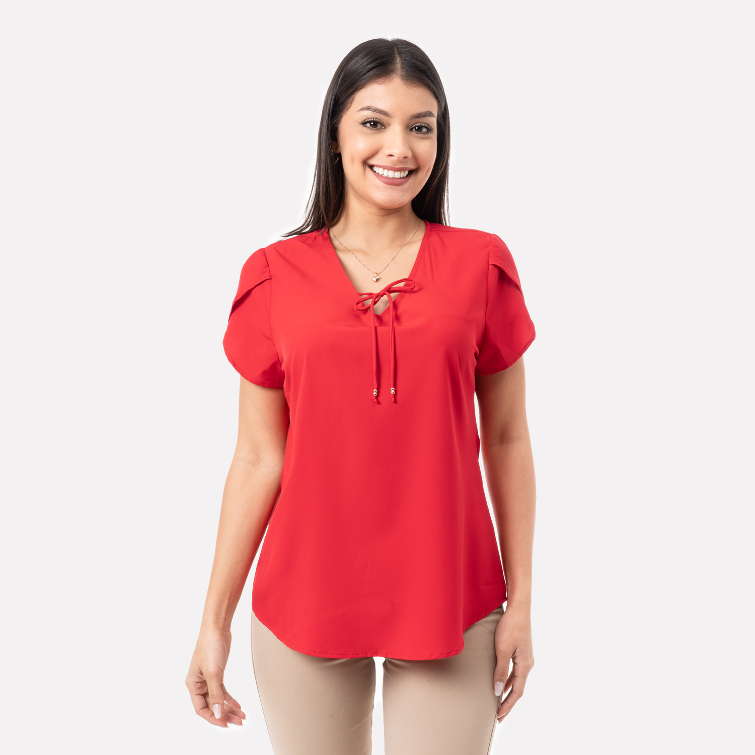 Blusa Seda Francesa M/C Celira Rojo | Pionier