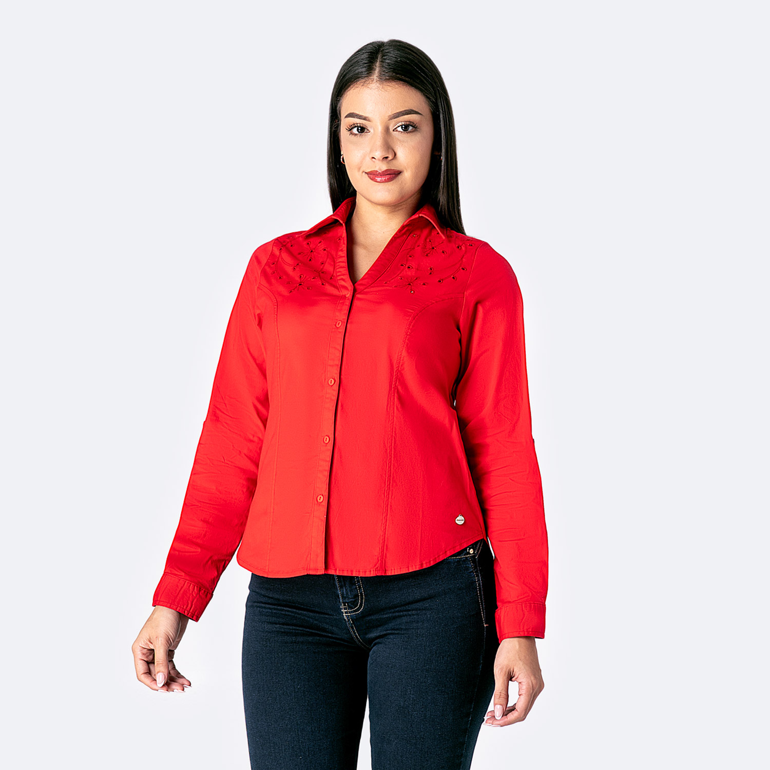 Blusa Popelina Stch. M/L Albaa Rojo | Pionier