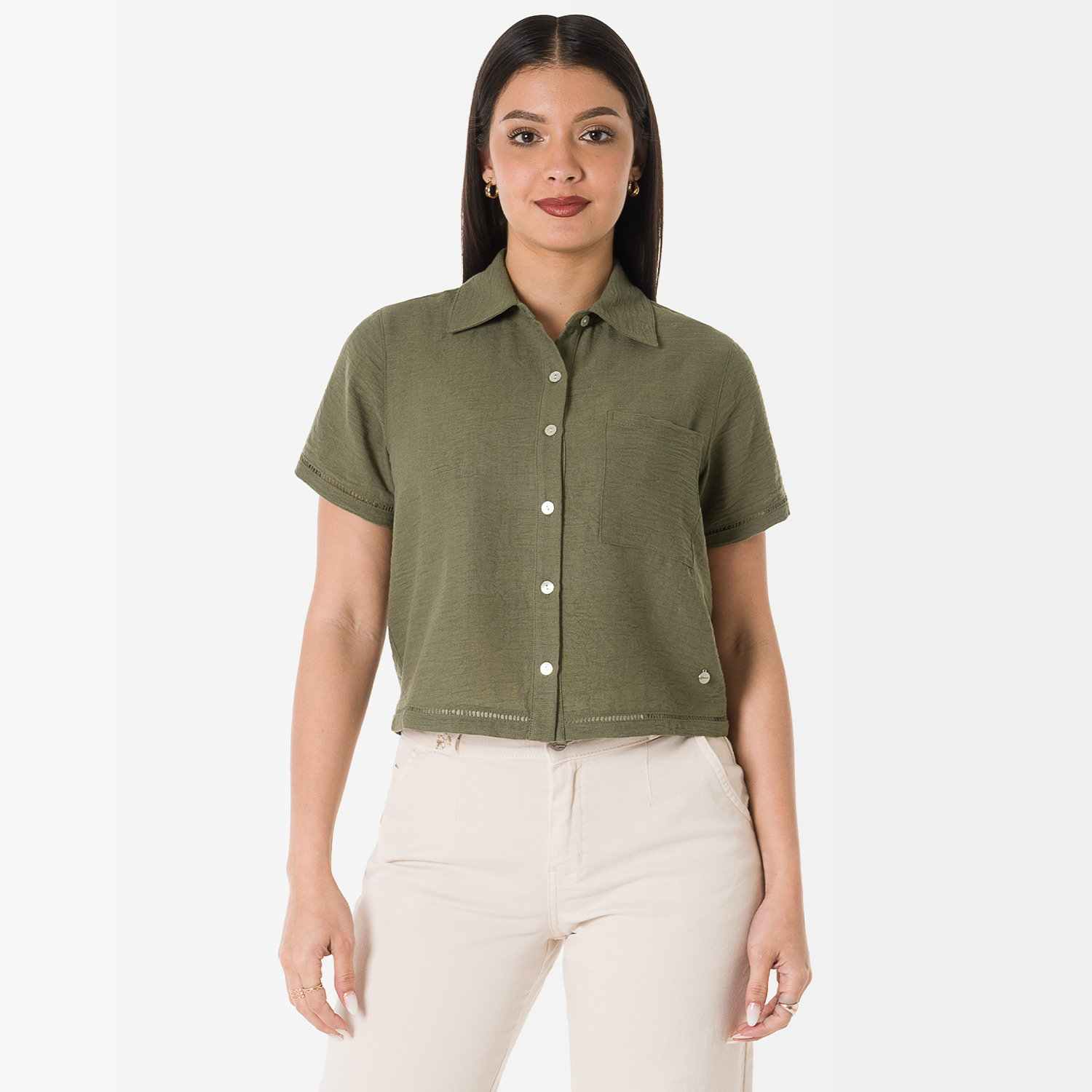 Blusa Lino Verona M/C Maurex Verde Osc. | Pionier
