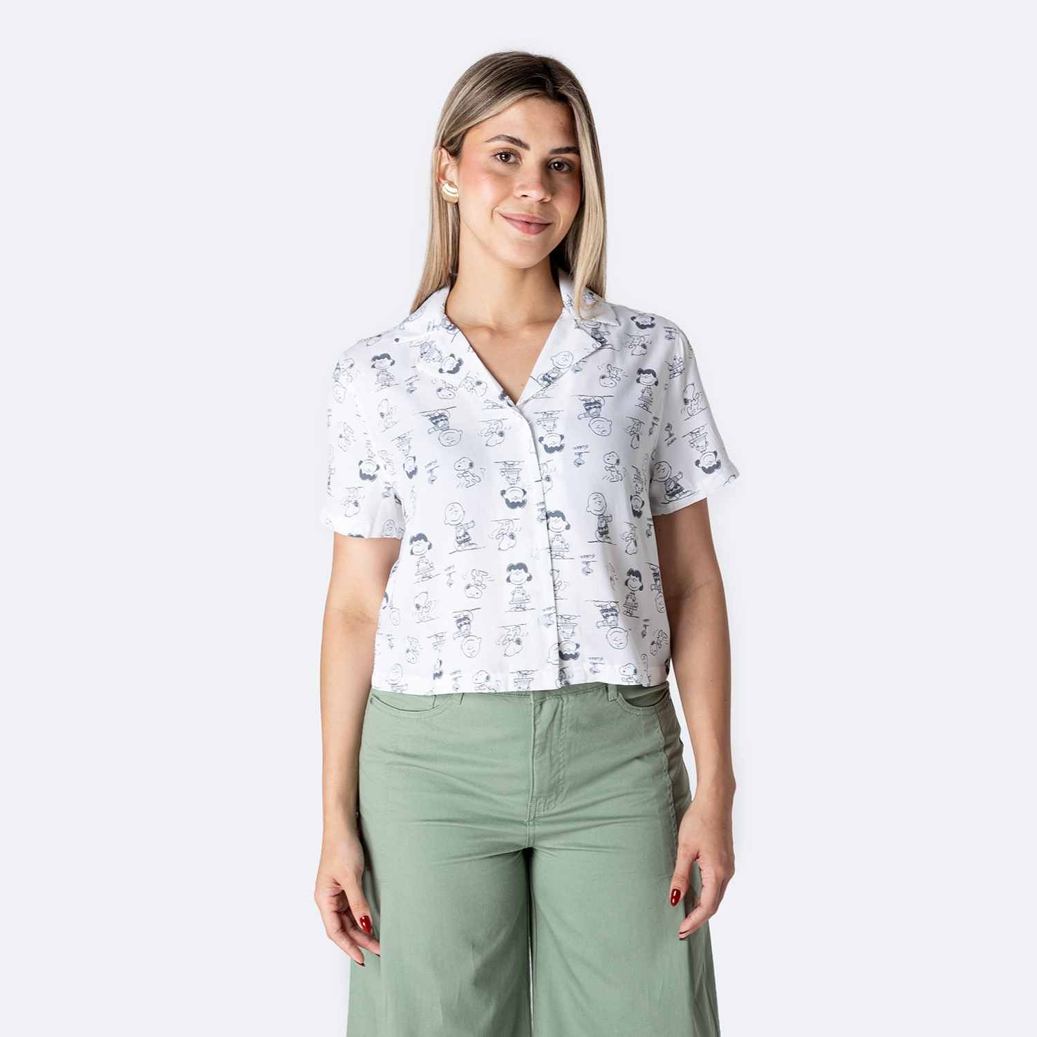 Blusa Rayon M/C Lesly-Snoopy Off White | Pionier