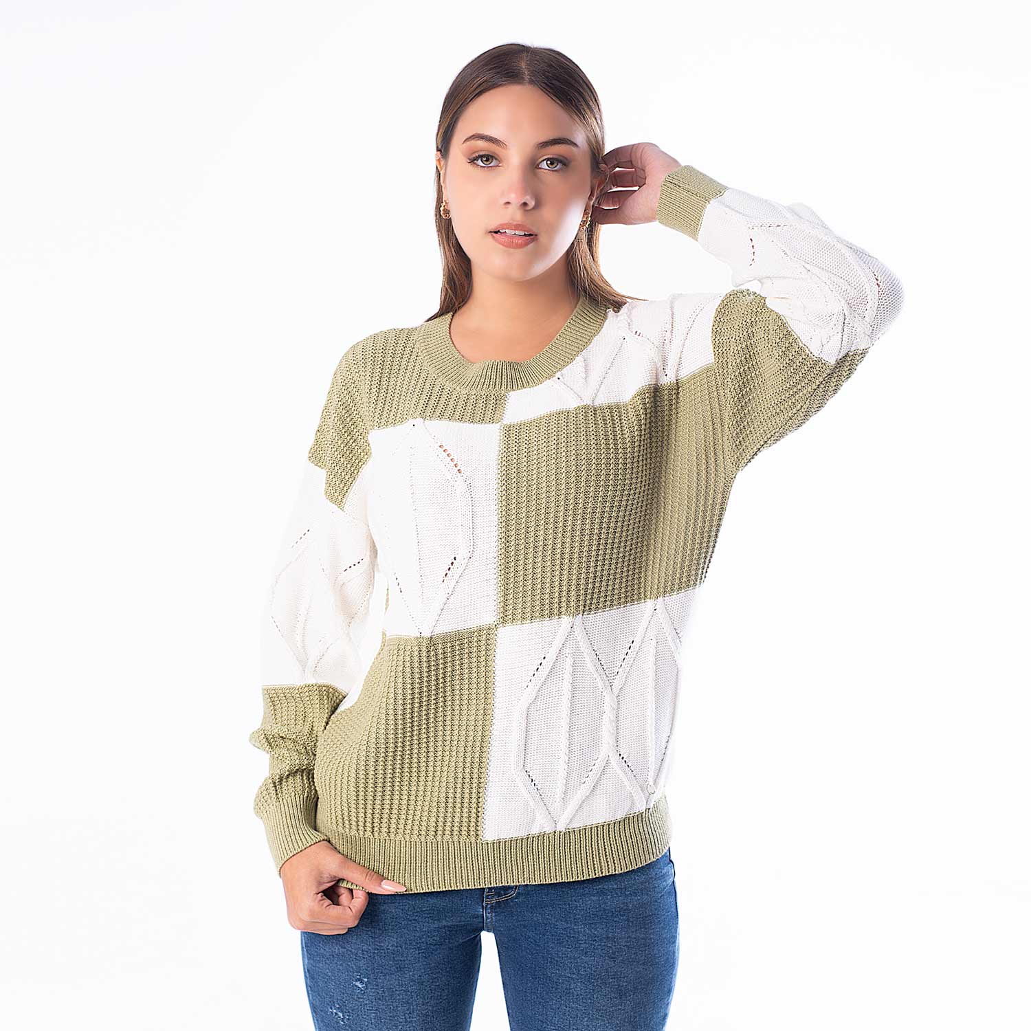 Chompa Hilo Claribe Hueso/Verde | Pionier