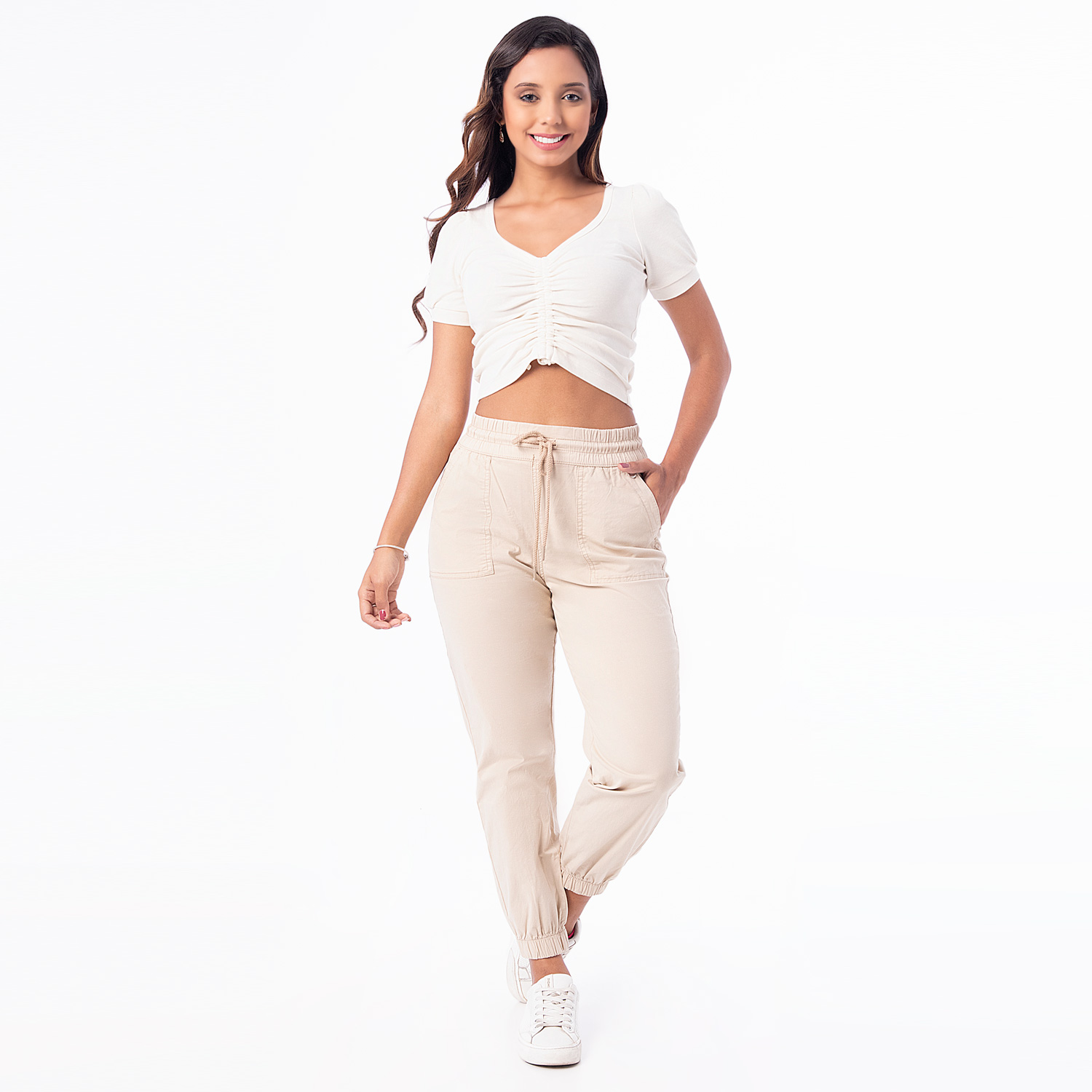 Pantalon Jogger Paper Touch Cint. Lorenh Beige 2 | Pionier