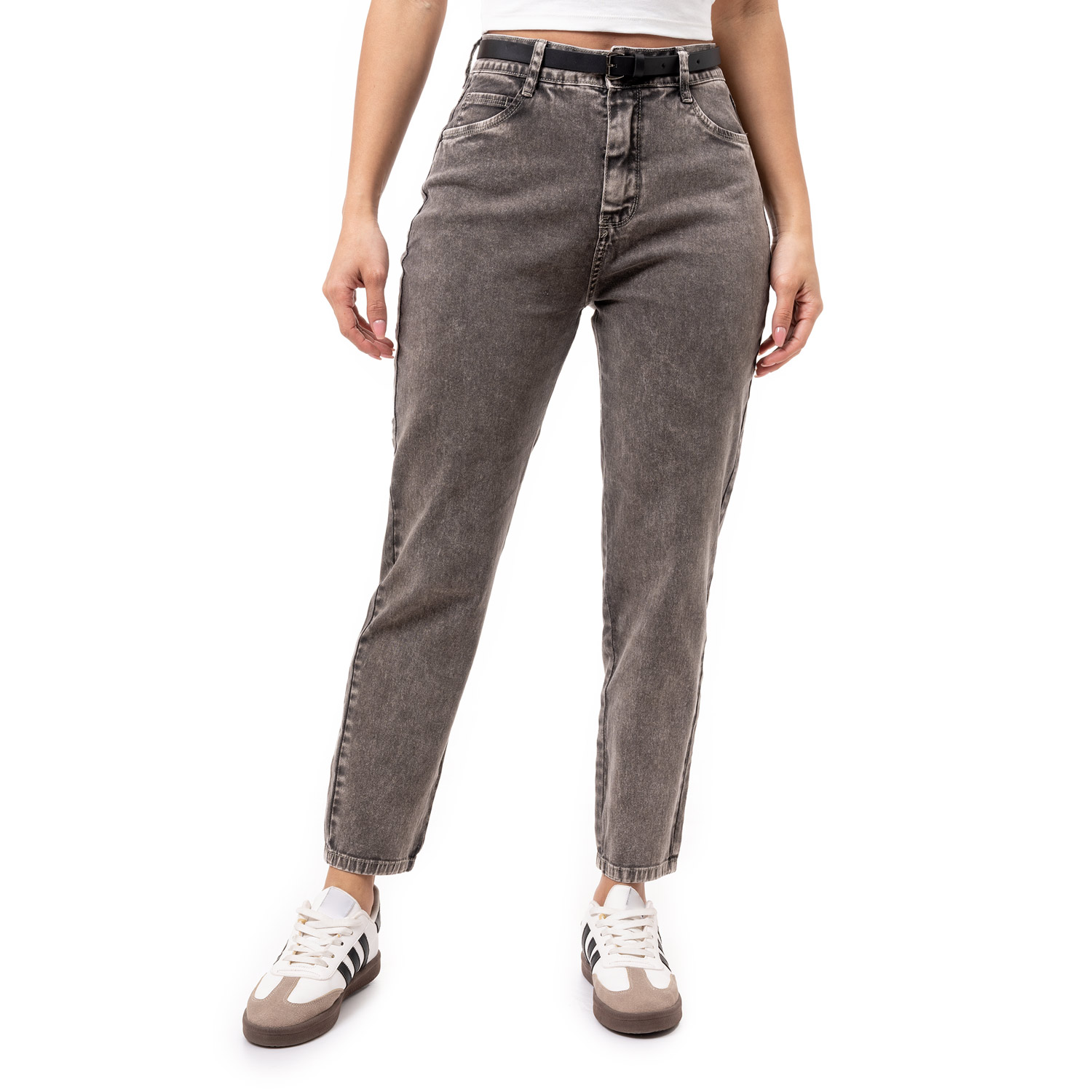 Pantalon Momfit Twill Color Stch. Cnt Hailen Frost Gray | Pionier