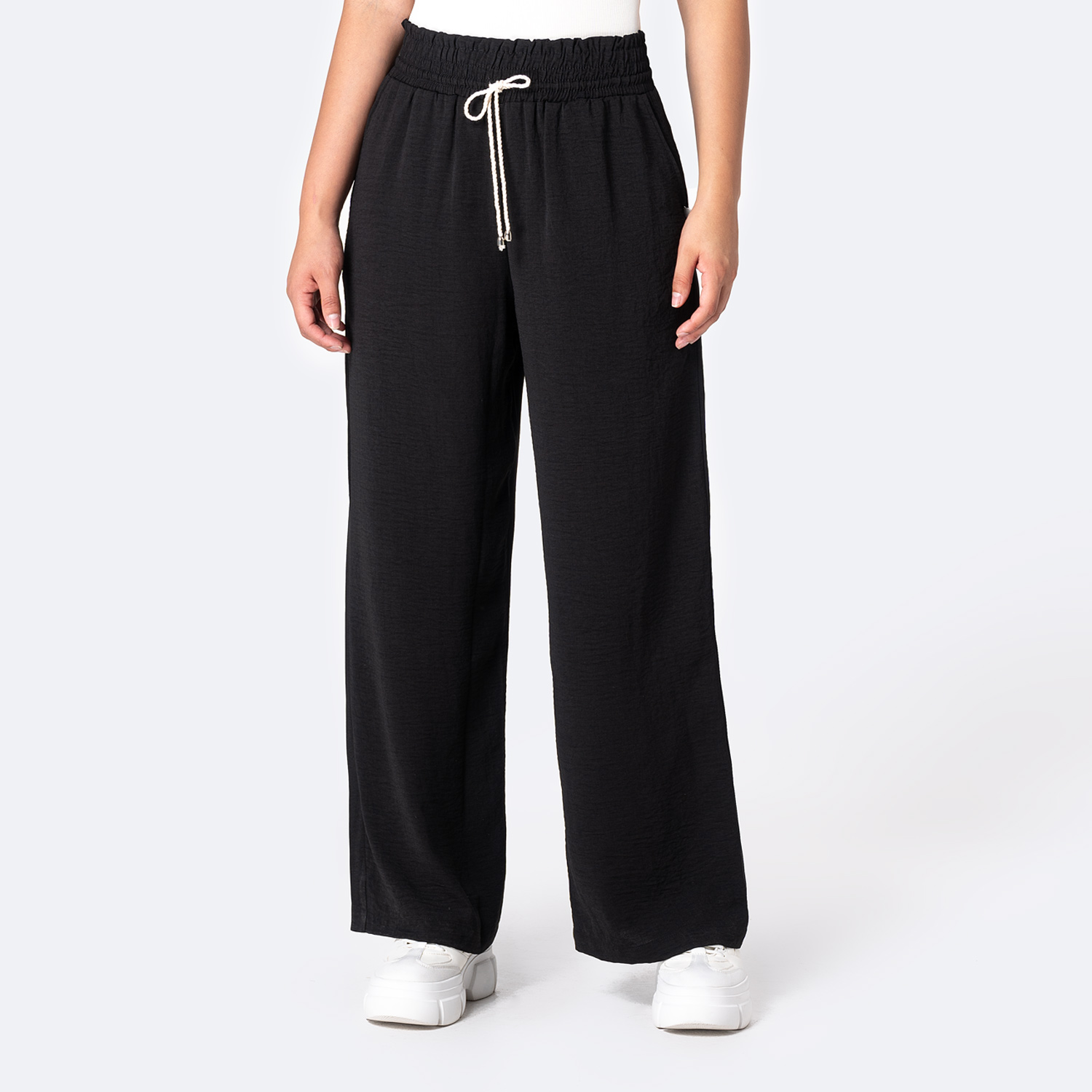 Pant, Lino Roma (Wide Leg) Tanniah Negro | Pionier