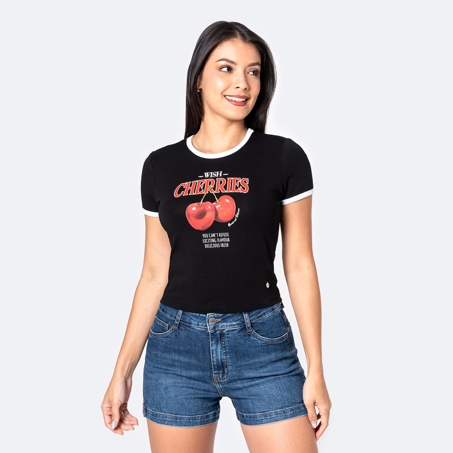 Polo Cropp Jersey Full Lycra M/C Rene 2 Negro | Pionier