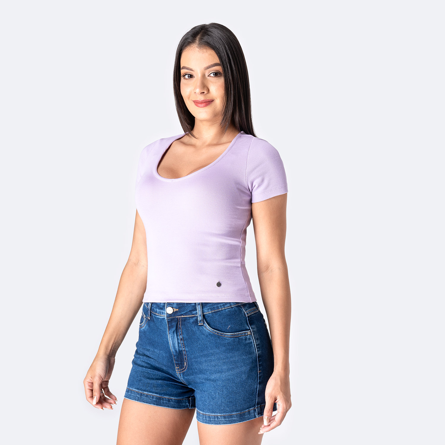 Polo Cropp Rib Full Lycra M/C Cexil-S Lila | Pionier