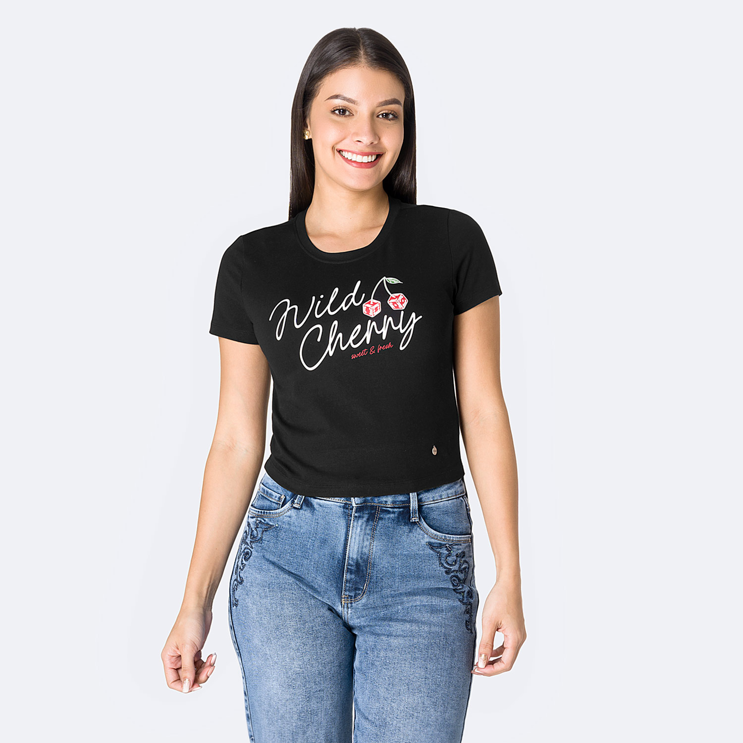 Polo Cropp Jersey Full Lycra M/C Fijji Print 6 Negro | Pionier