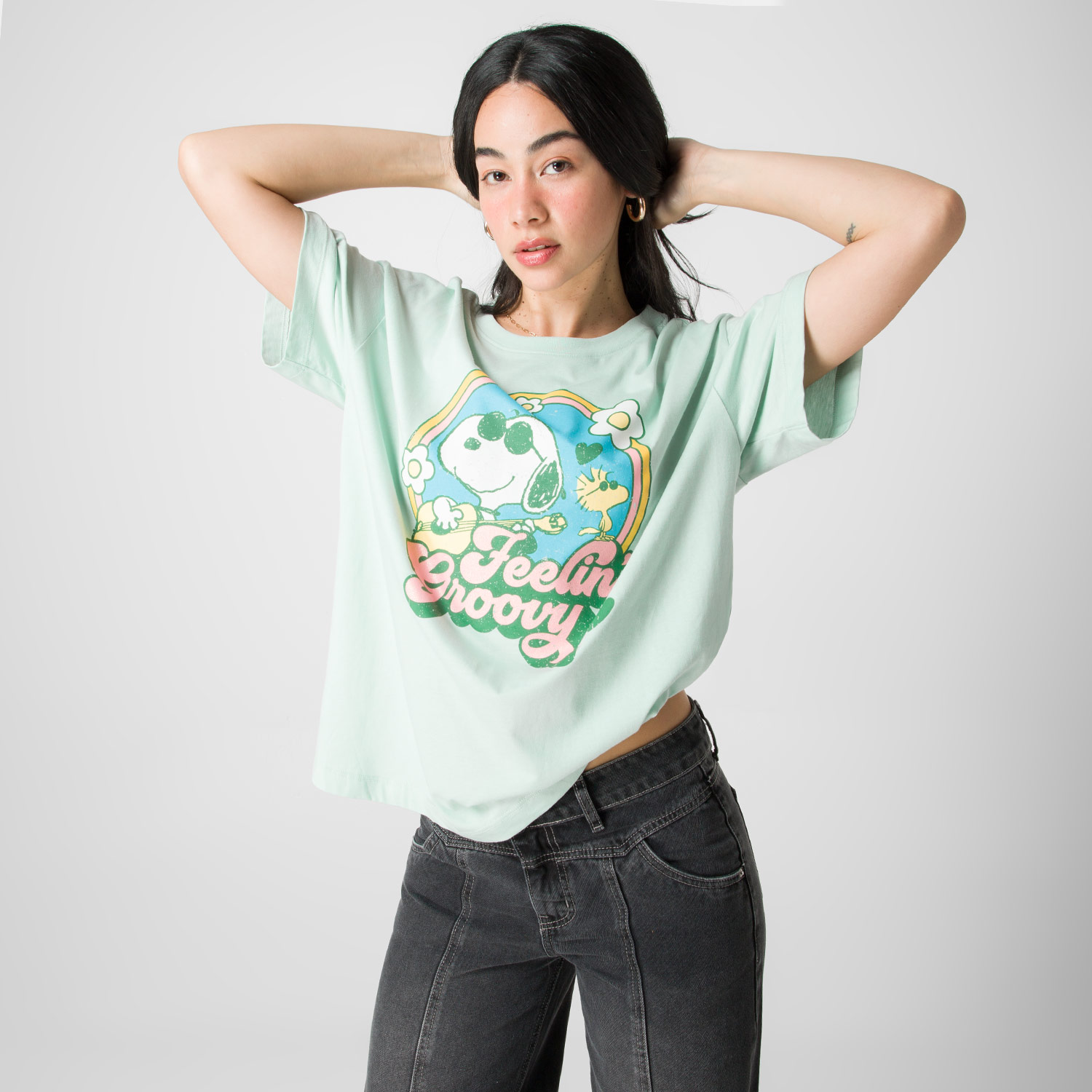 Polo Oversize Jersey M/C Groovy-Snoopy Menta Pastel | Pionier