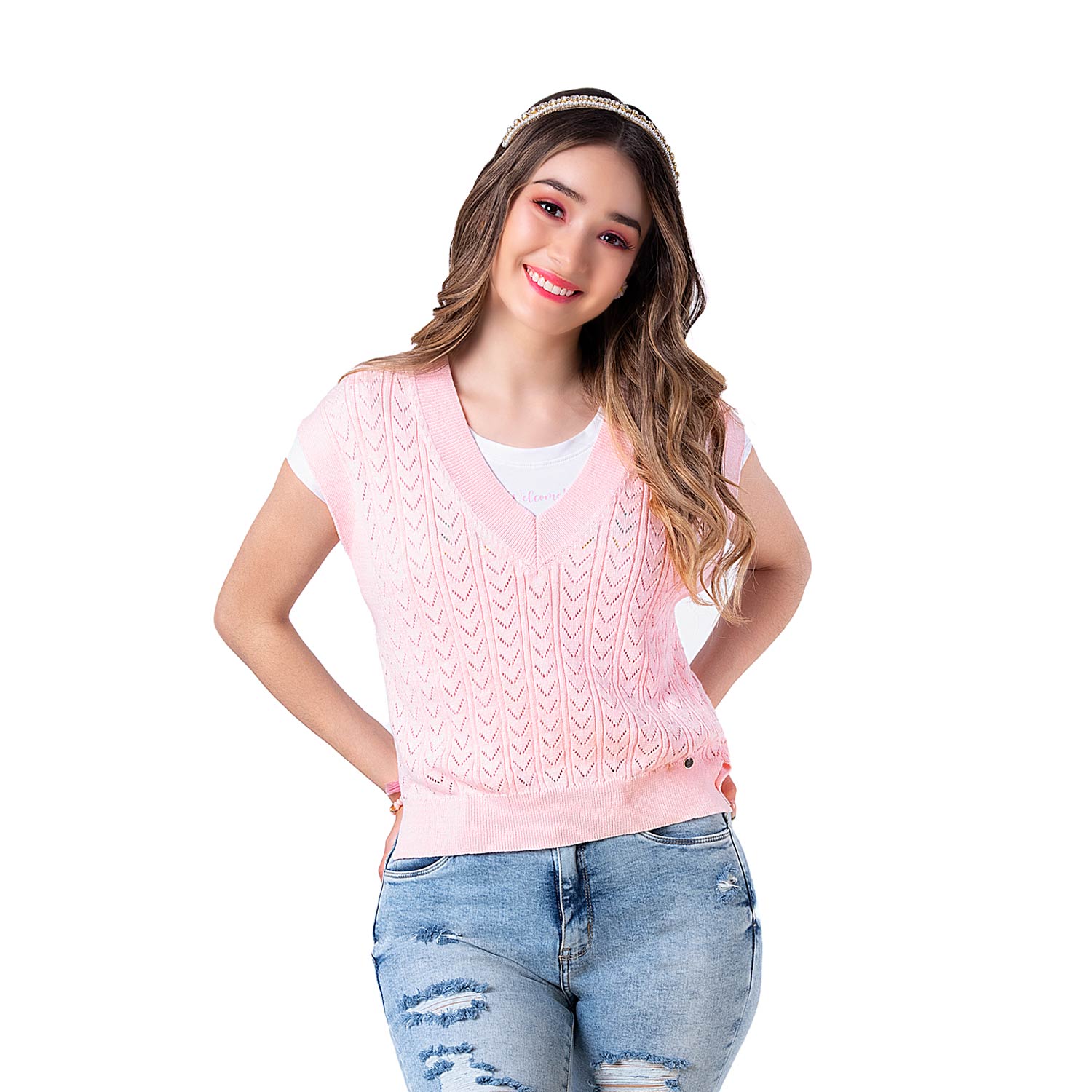 Chaleco Hilos Llura Rosa | Pionier