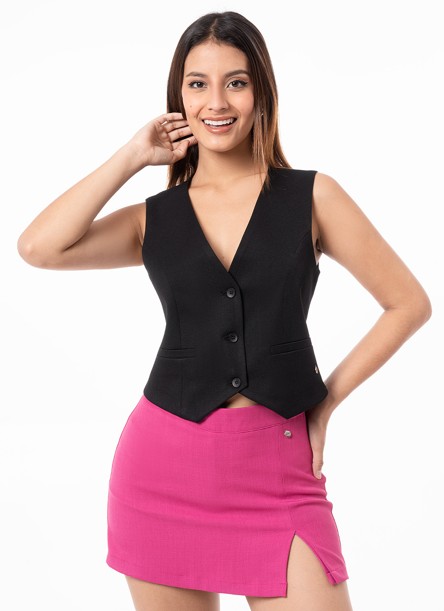 Chaleco Glam Wear C/F Elixe Negro | Pionier