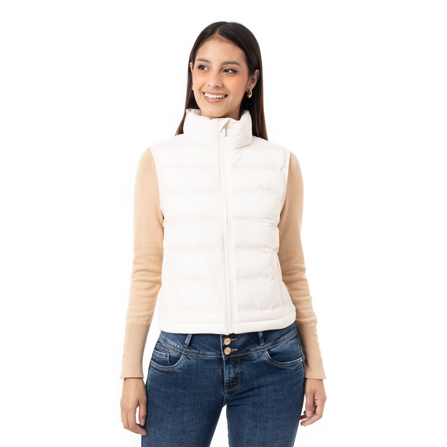 Chaleco Nylon C/F Naomyh Ivory | Pionier