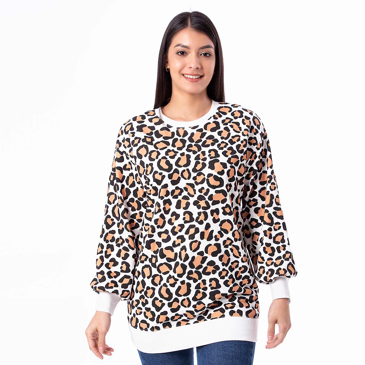 Polera French Terry Zundary_s Animal Print Milk | Pionier