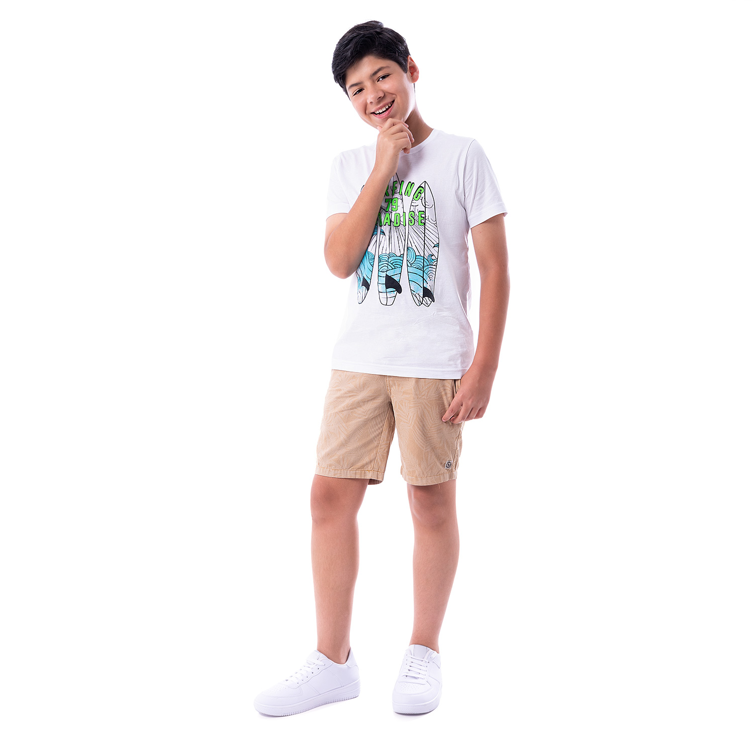 Short Twill Print Carlin Beige | Pionier