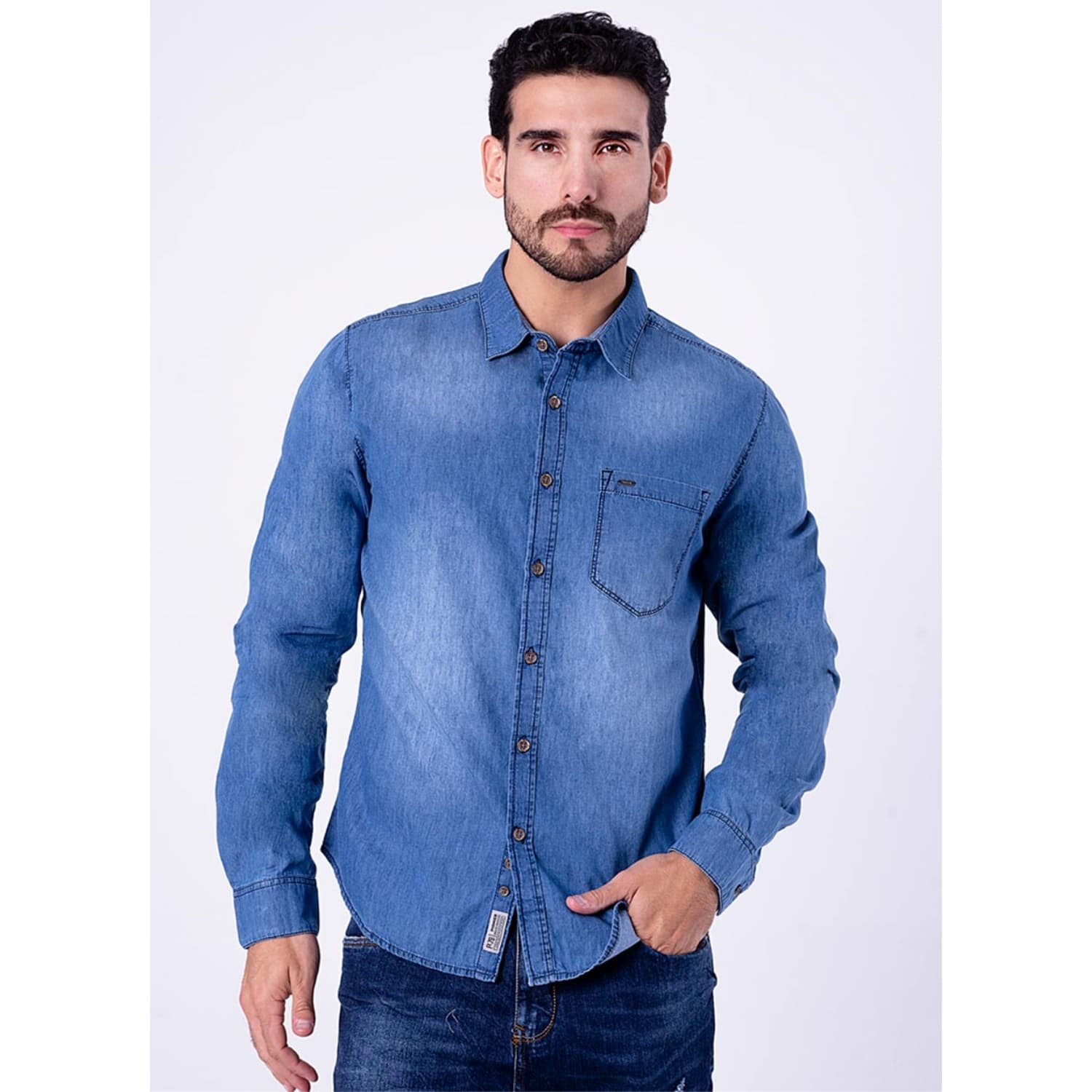 Camisa Jean Light M/L (Slim Fit) Yefri Ml Bleach H.B | Pionier