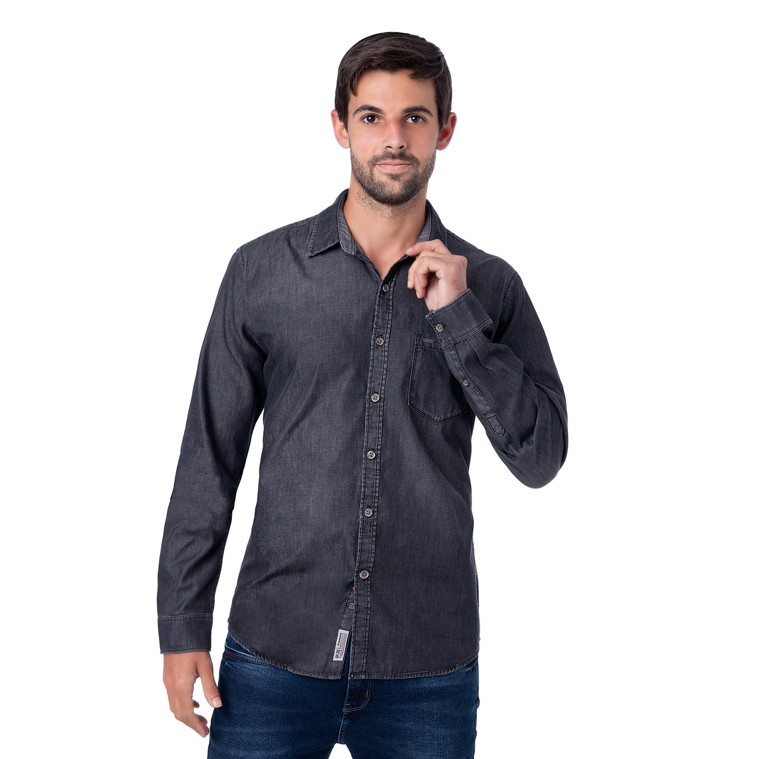 Camisa Jean Light M/L (Slim Fit) Yefri Ml Frost Black Hb | Pionier