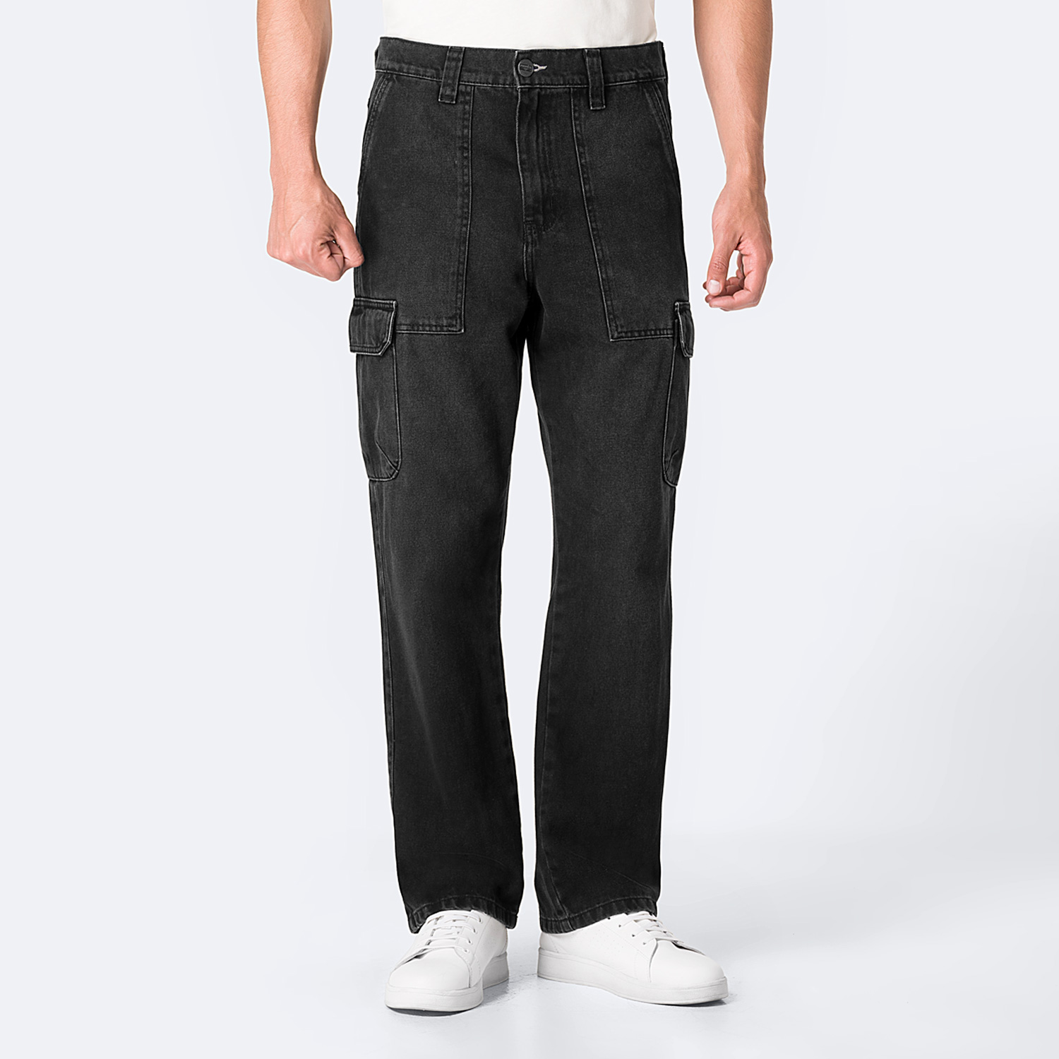 Pantalon Cargo Jean Ring (Loose Fit) Keft T. Stone Black St. | Pionier