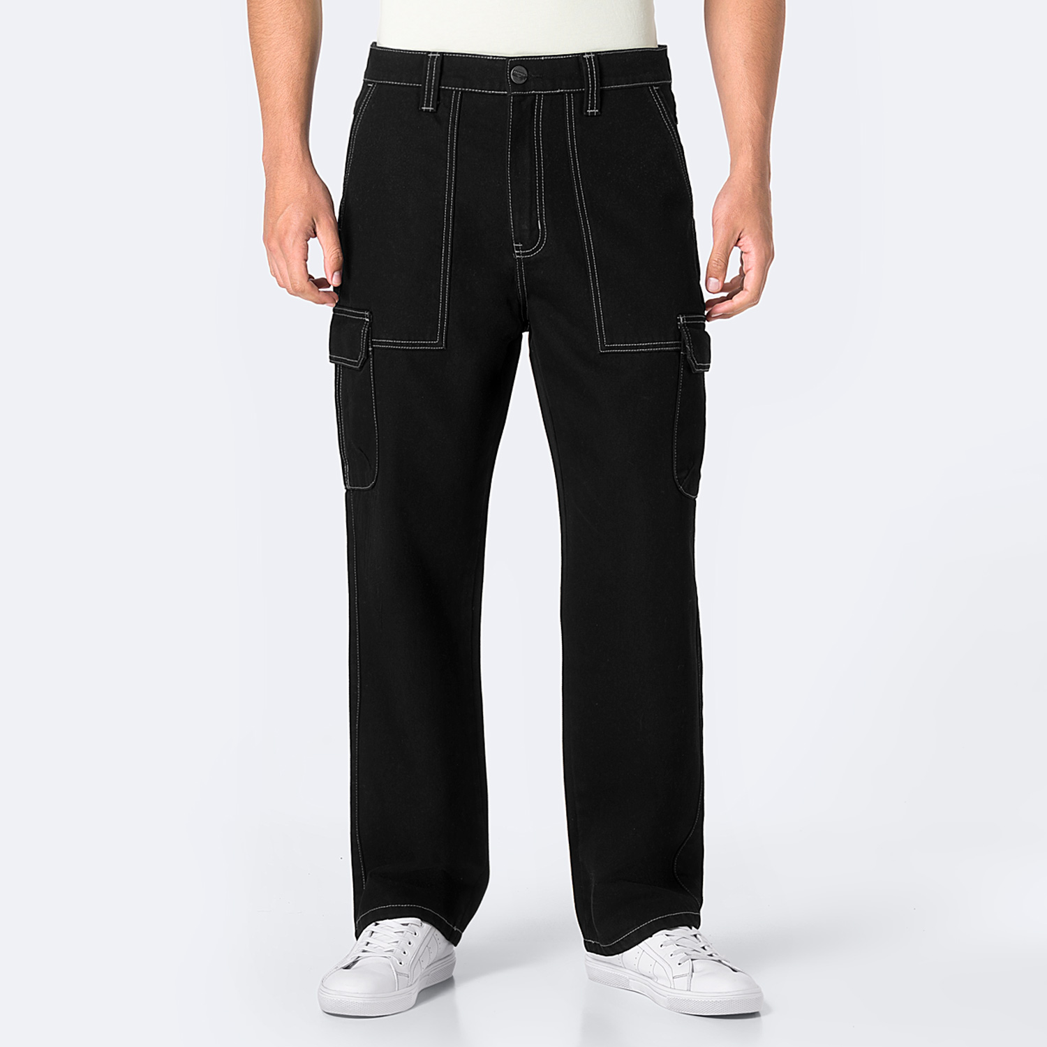 Pantalon Cargo Jean Ring (Loose Fit) Keft Negro | Pionier