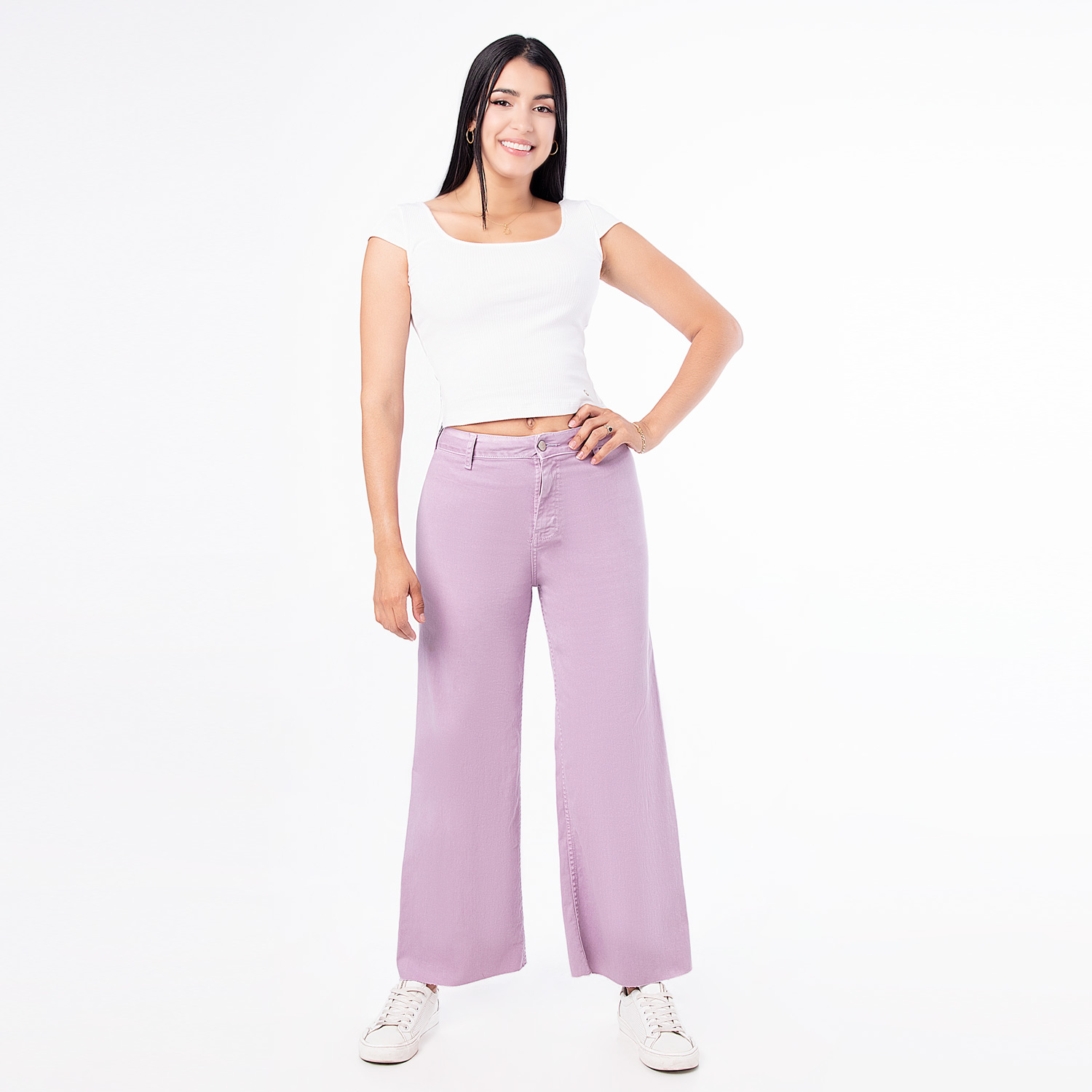 Pantalon Twill Color Stch. (Wide Leg) Aimeeh Lavanda | Pionier