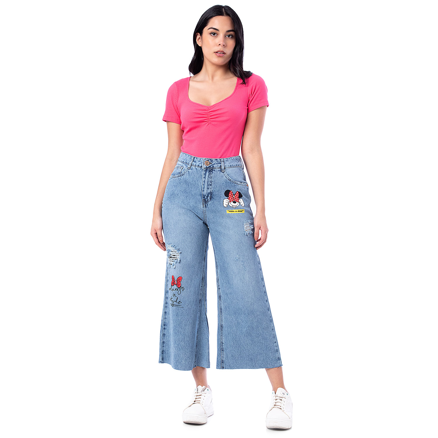Pantalon Crop Jean Ring (Wide Leg) Kenny_mickey Total Sky Dstyr | Pionier
