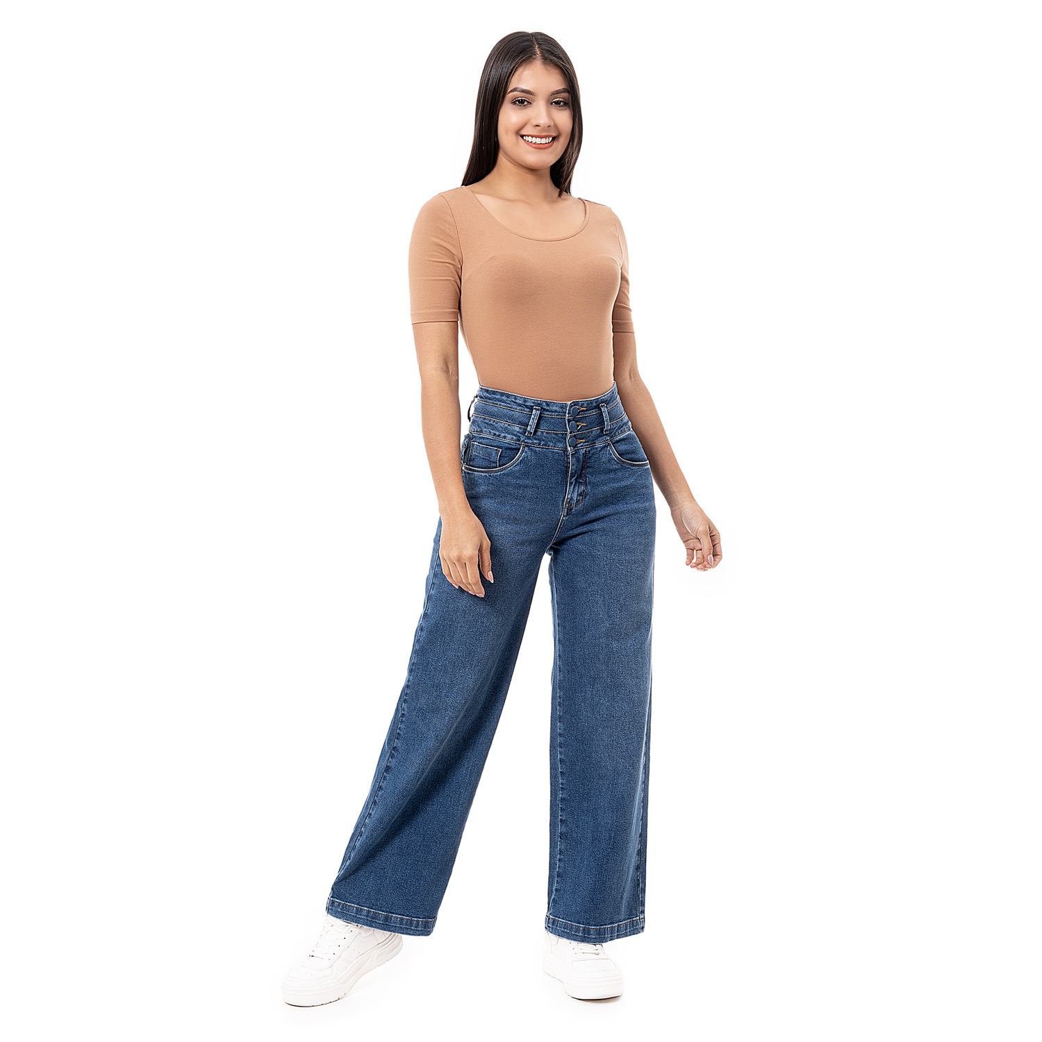 Pantalon Jean Stch. (Wide Leg) Estefanyh T. Cristal Hb | Pionier