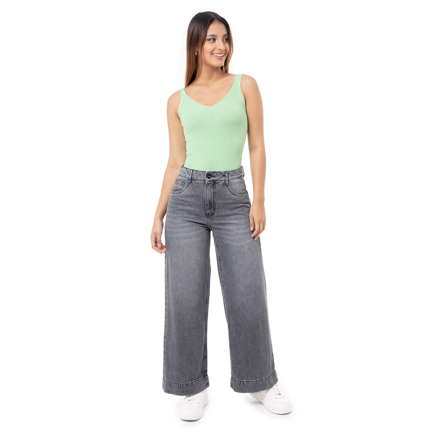 Pantalon Jean Ring (Wide Leg) Yuridia Total Gray Hb | Pionier
