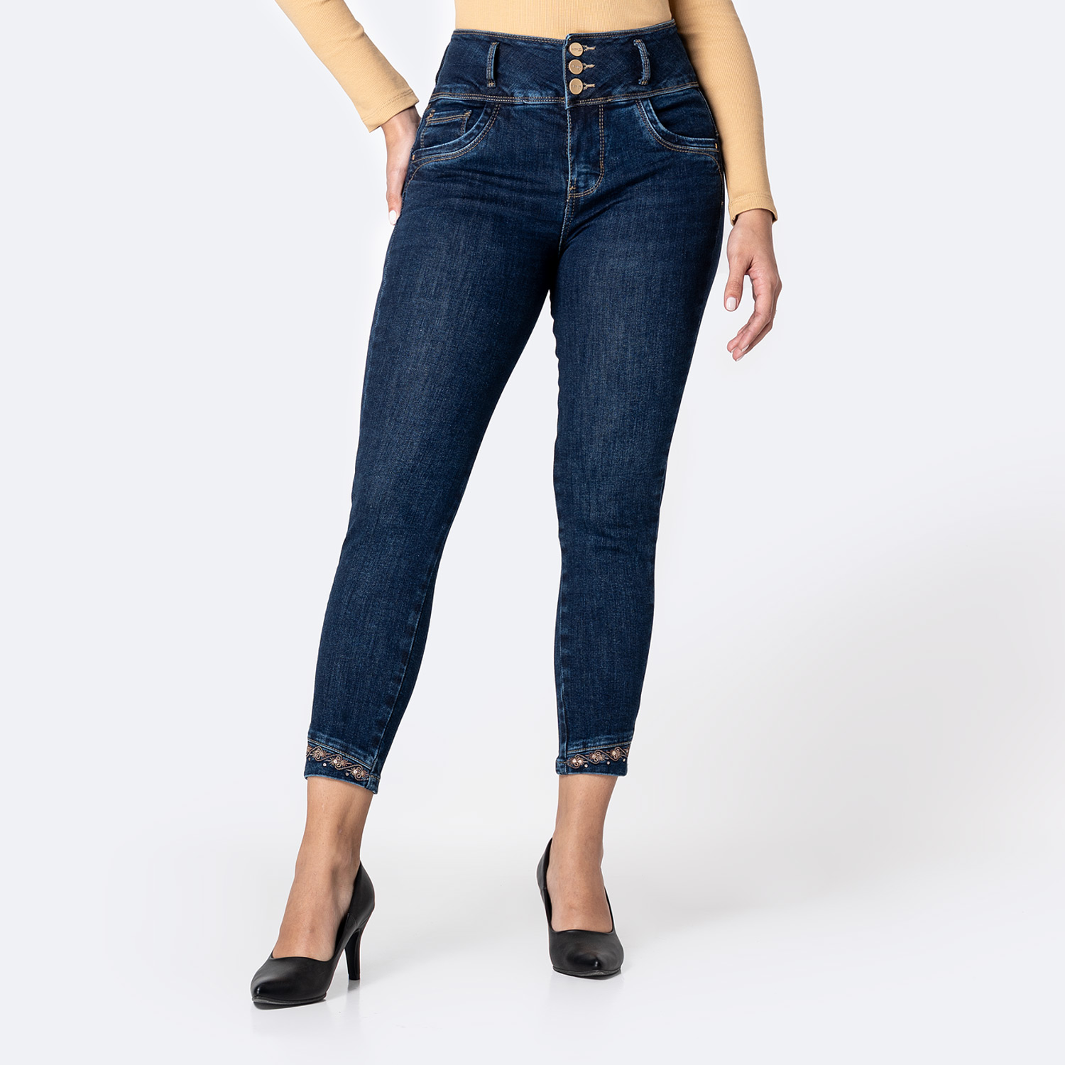 Pantalon Jean High Stch. Cnt/Tbl Amelieh T. Stone Beige Hb | Pionier