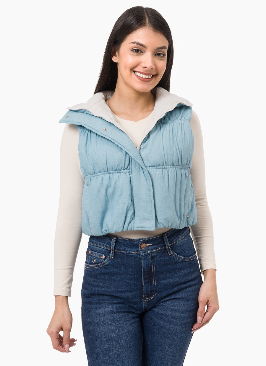 Chaleco Reversible Denim/Taslan Quim Sky/Sand | Pionier